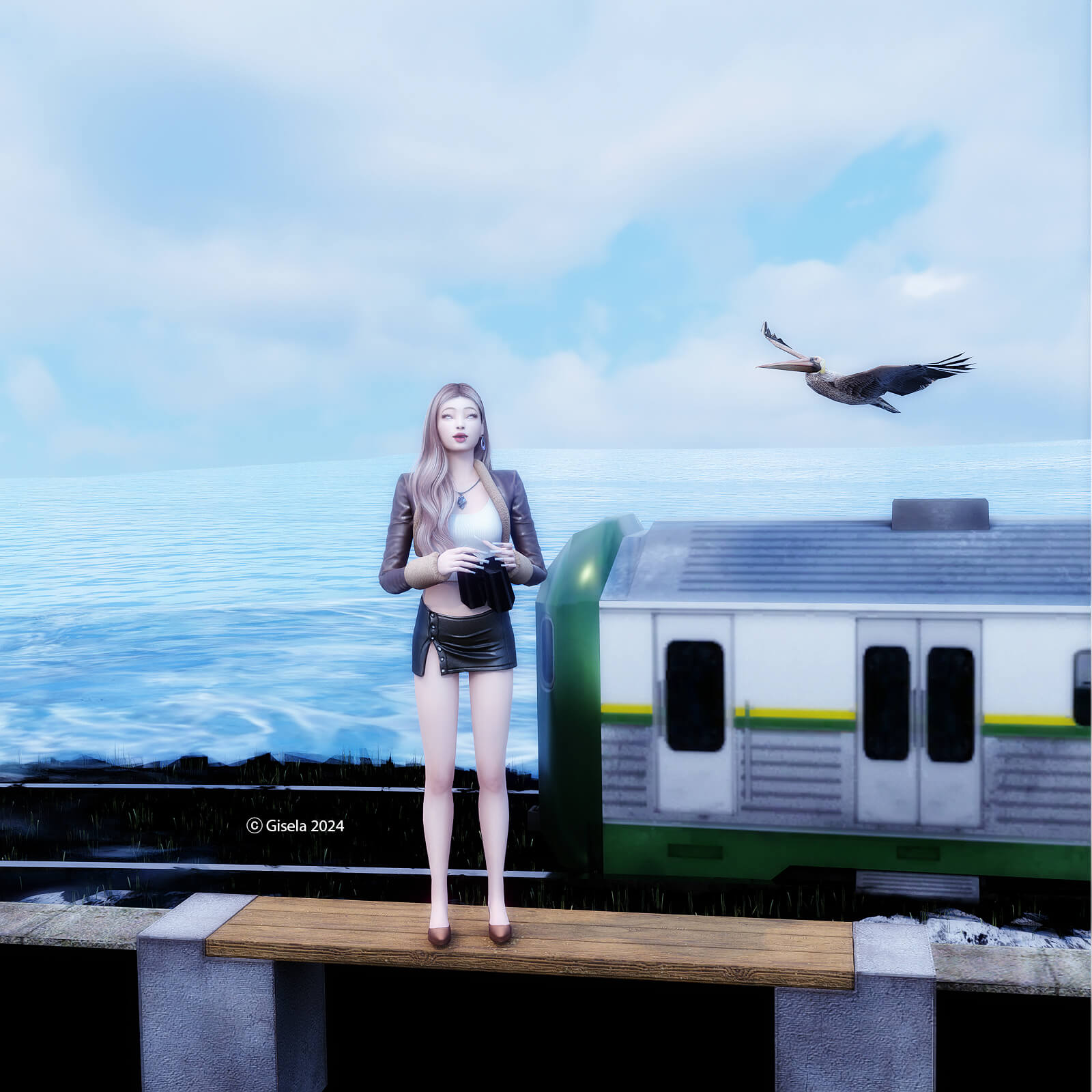 Watching Birds 3D Render, Digital Art by Gise