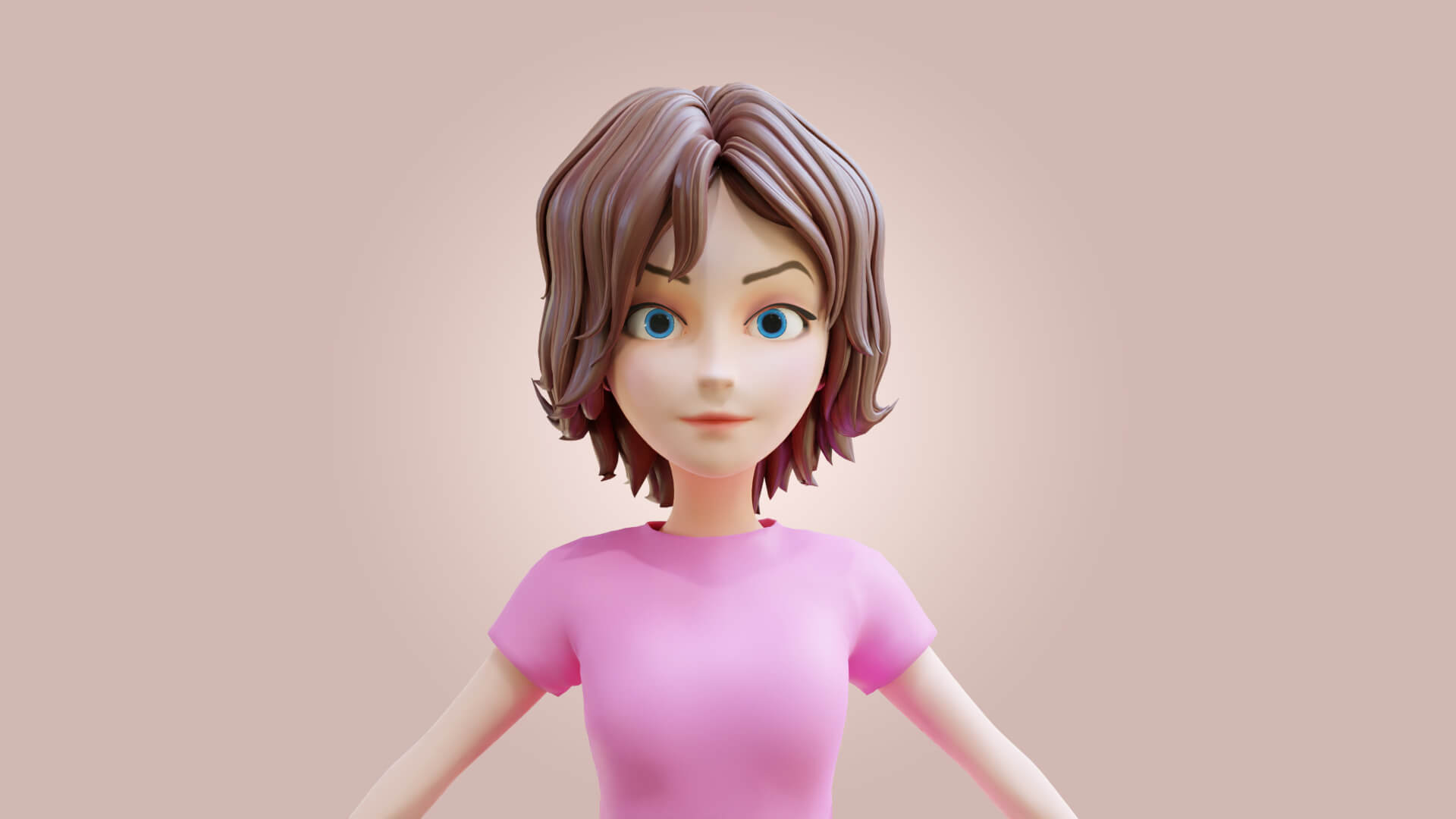 Cartoon Woman Rigged - 3D Model by giyas3dartist