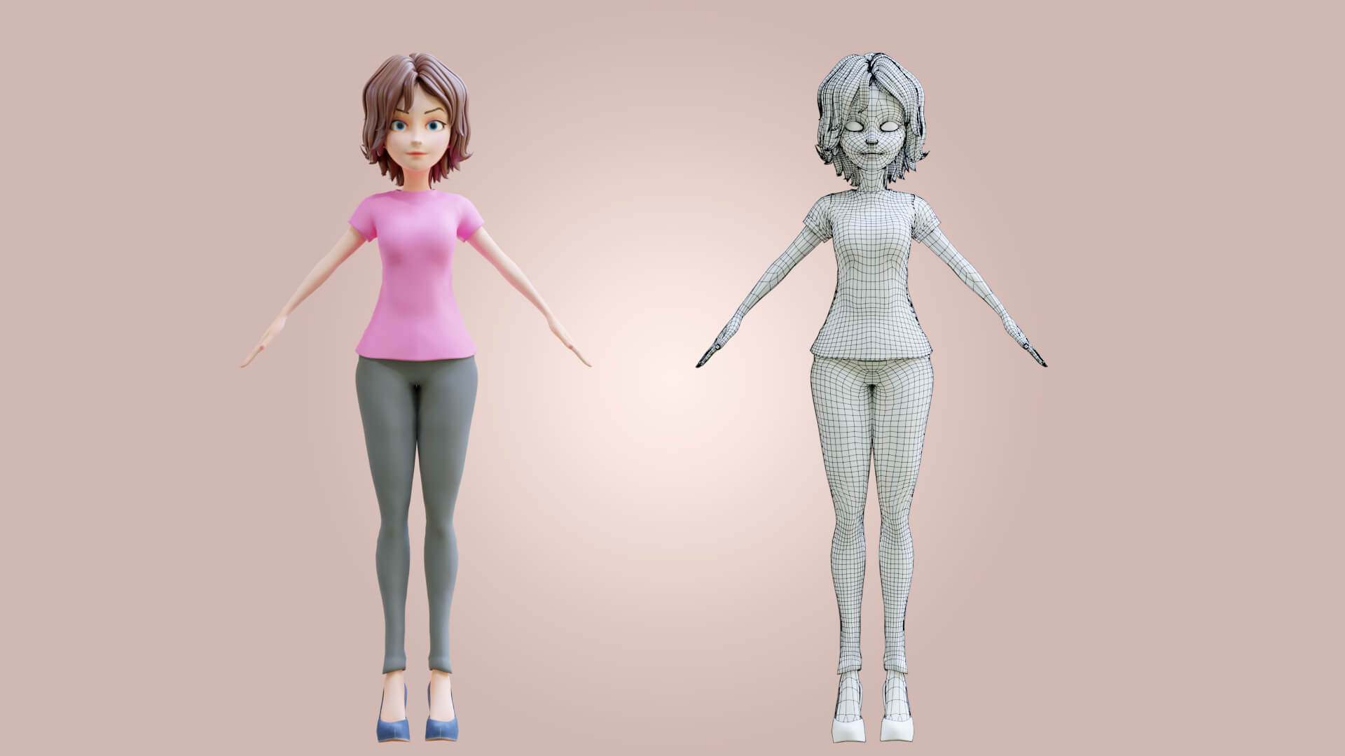 Cartoon Woman Rigged - 3D Model by giyas3dartist
