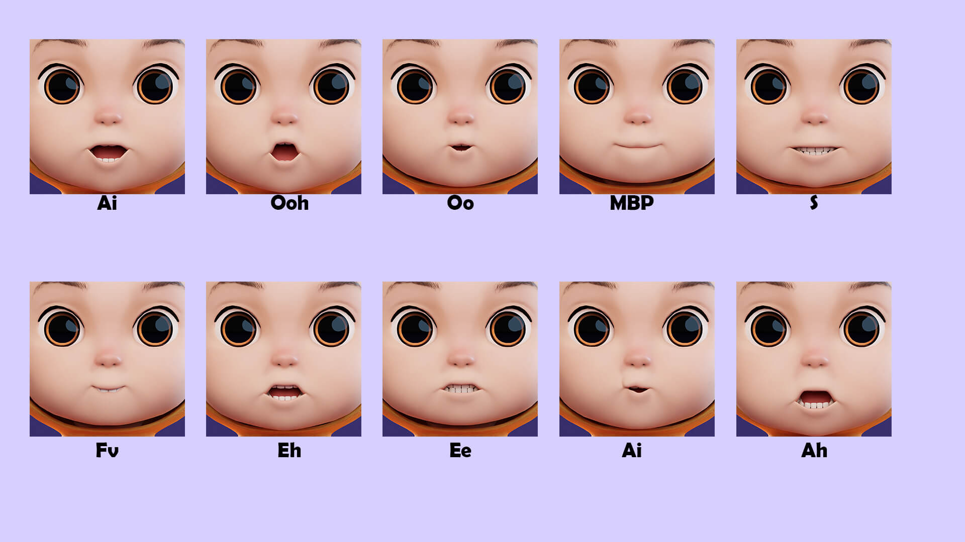 Pixar Style Baby Character Rigged Low Poly 3D Model by giyas3dartist