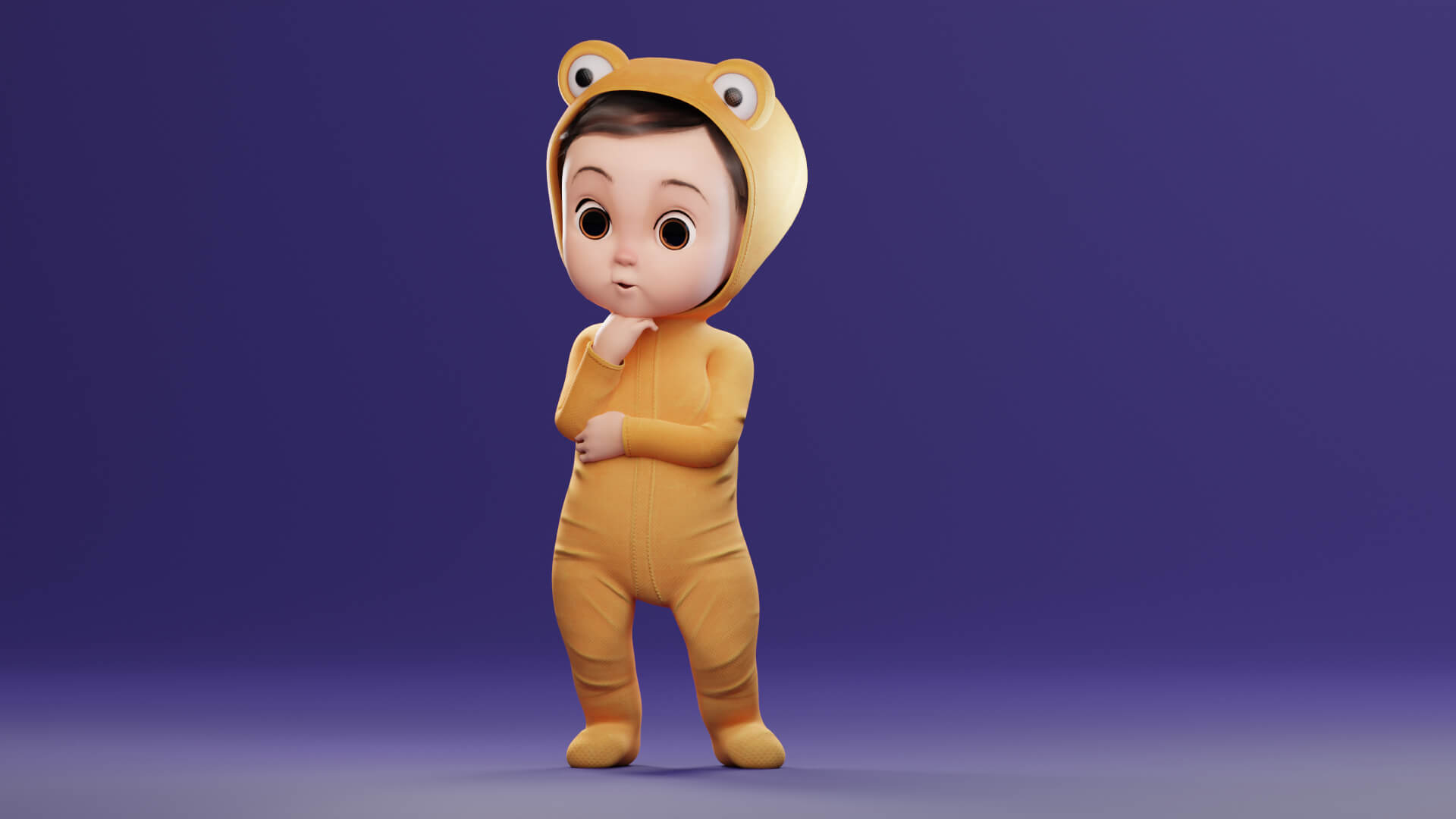 Pixar Style Baby Character Rigged Low Poly 3D Model by giyas3dartist