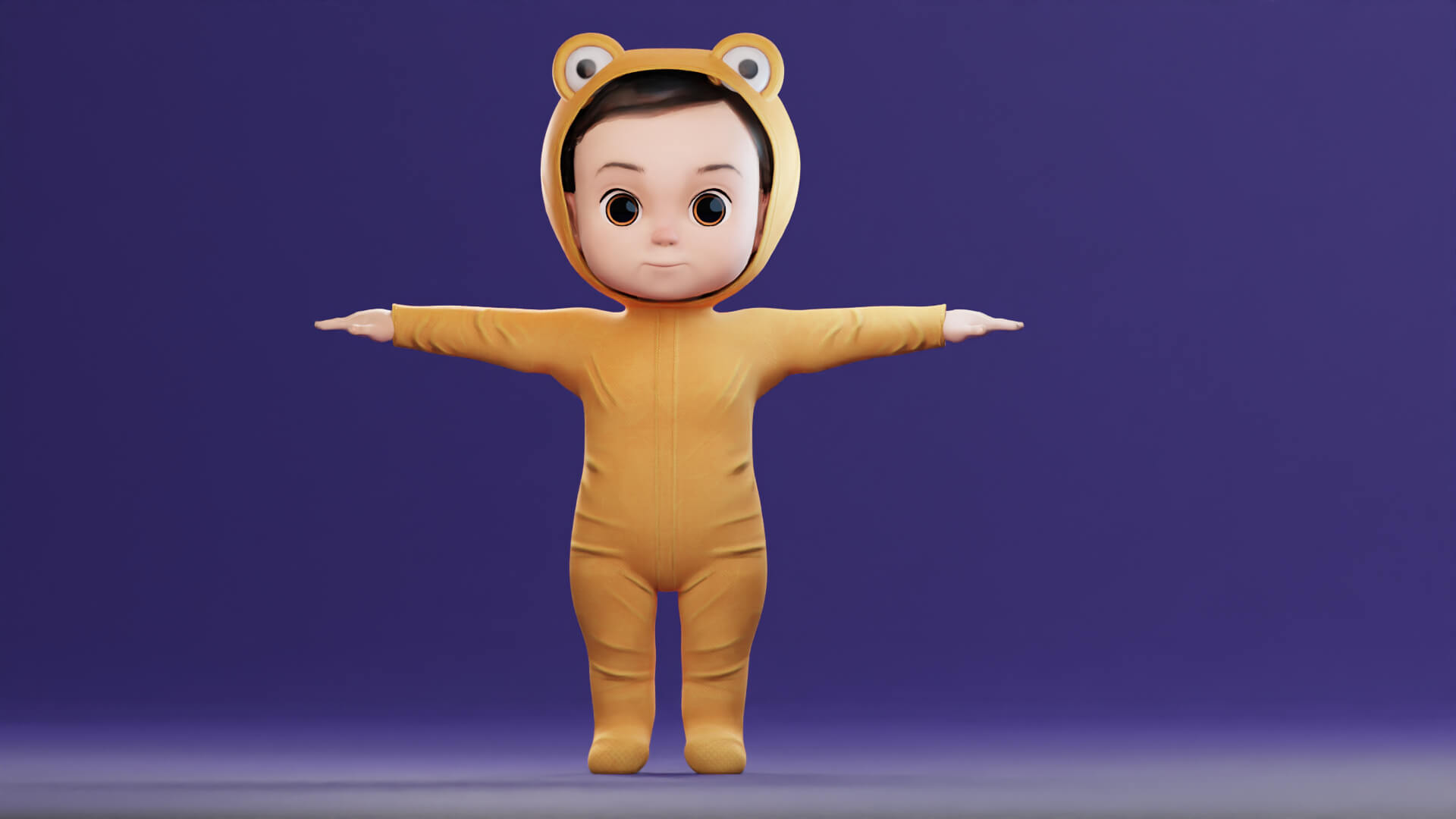 Pixar Style Baby Character Rigged Low Poly 3D Model by giyas3dartist