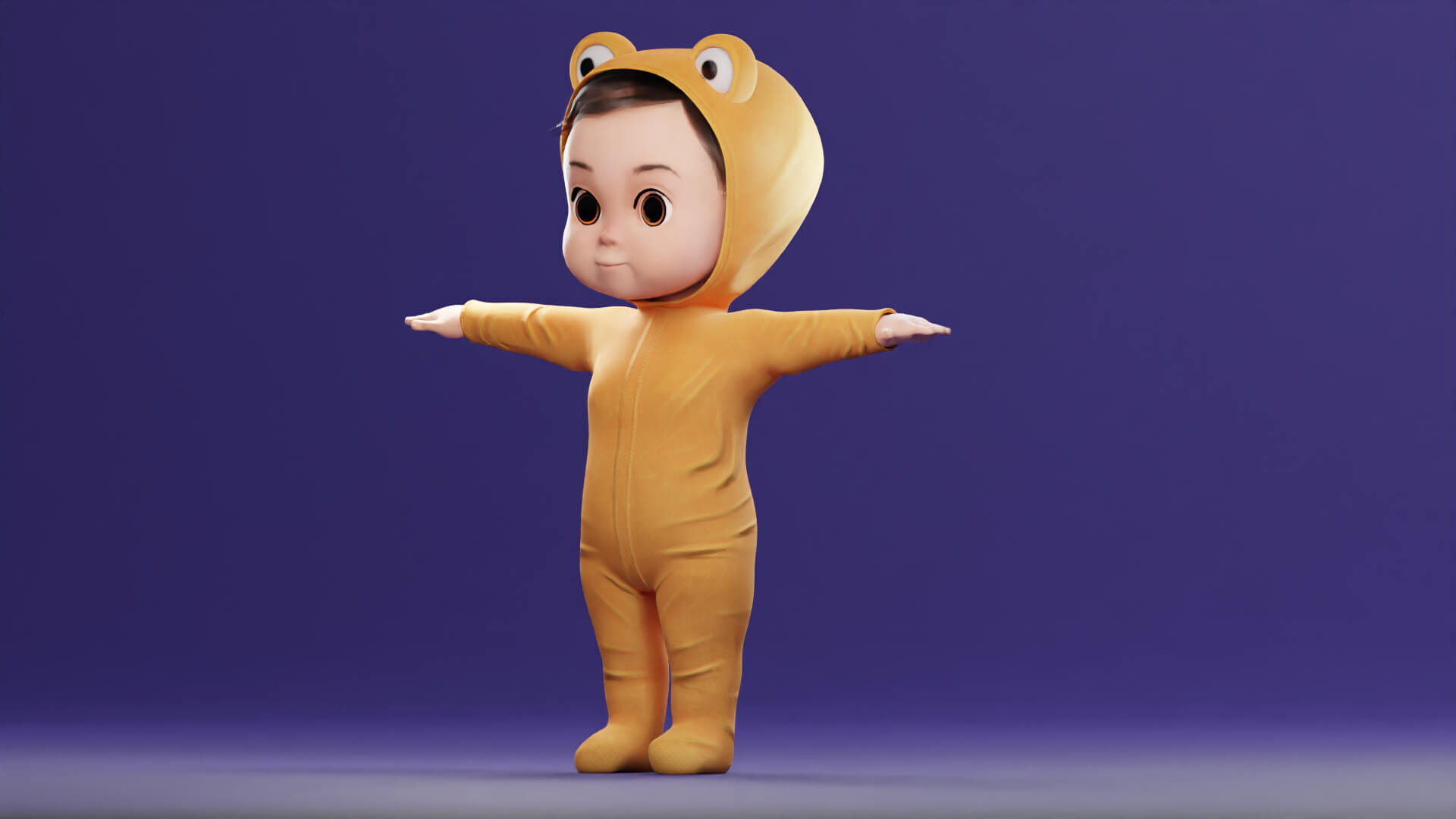 Pixar Style Baby Character Rigged Low Poly 3D Model by giyas3dartist