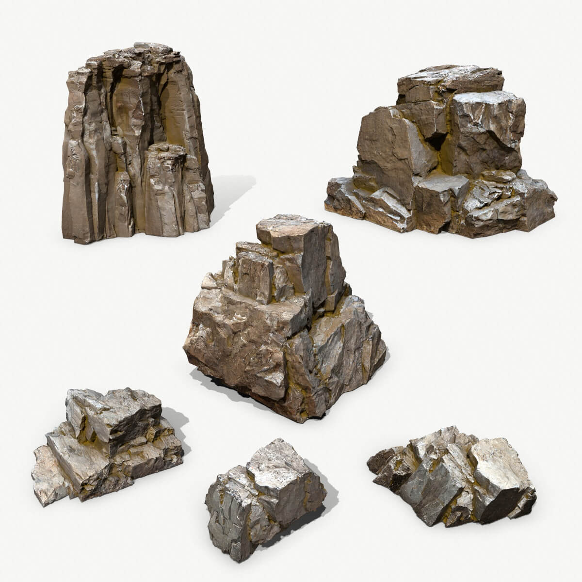 Old Rock Set 3D Render, Digital Art by Gizem Dilara Tek