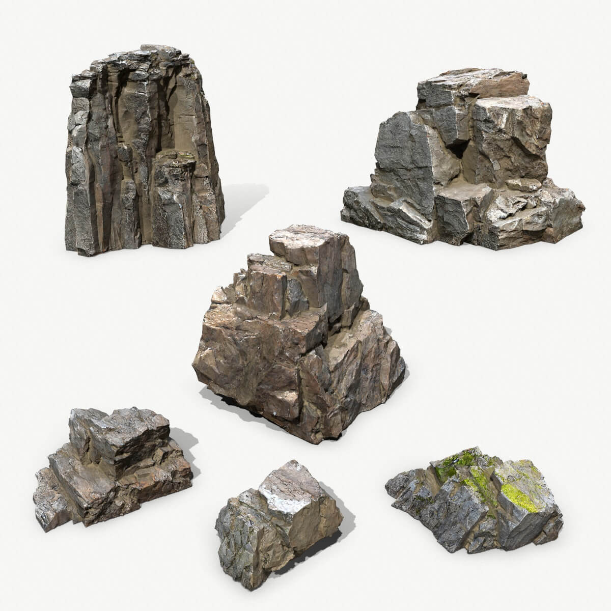 Old Rock Set 3D Render, Digital Art by Gizem Dilara Tek