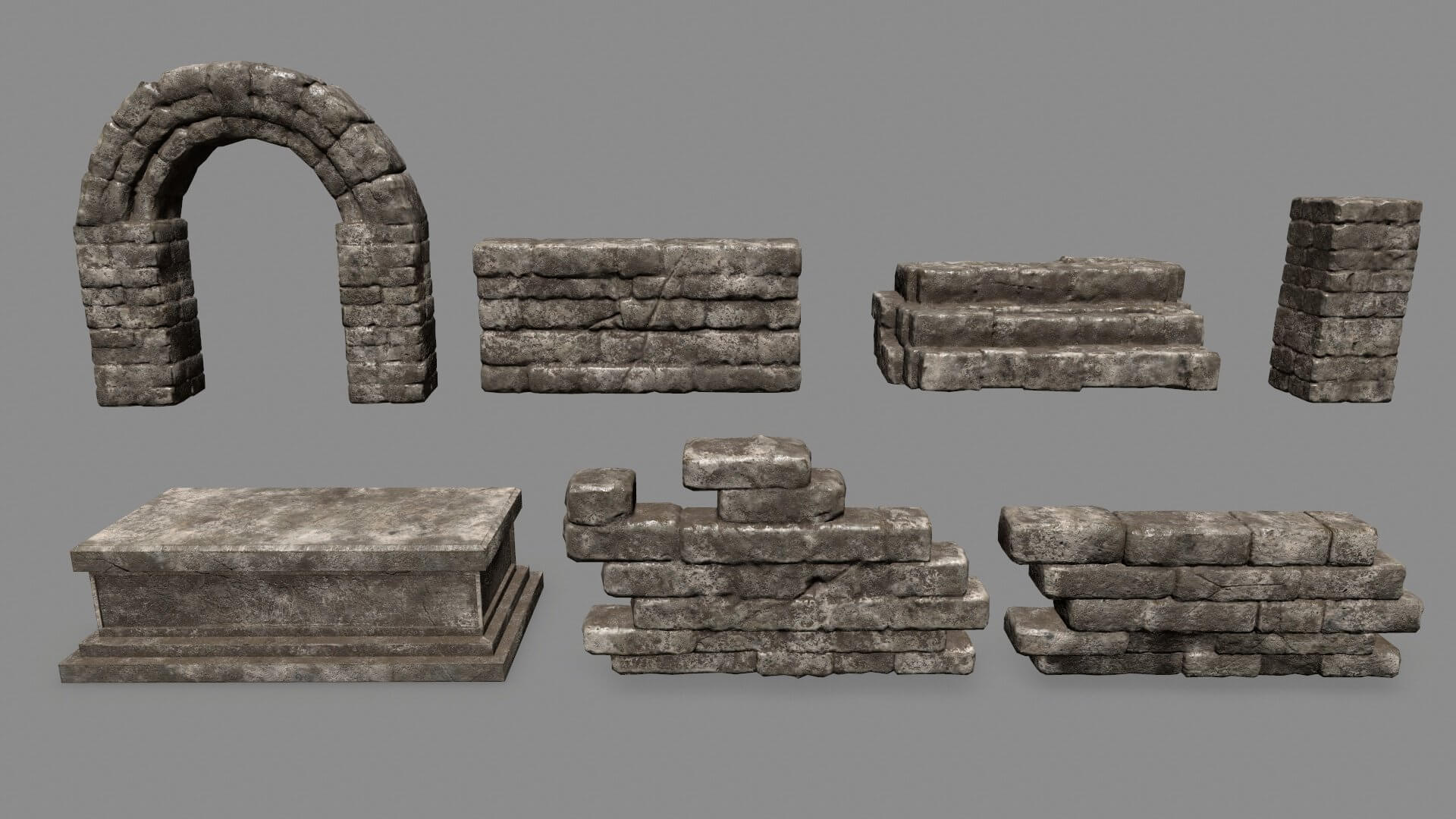 Stone Wall Set - 3D Model by Gizem Dilara Tek