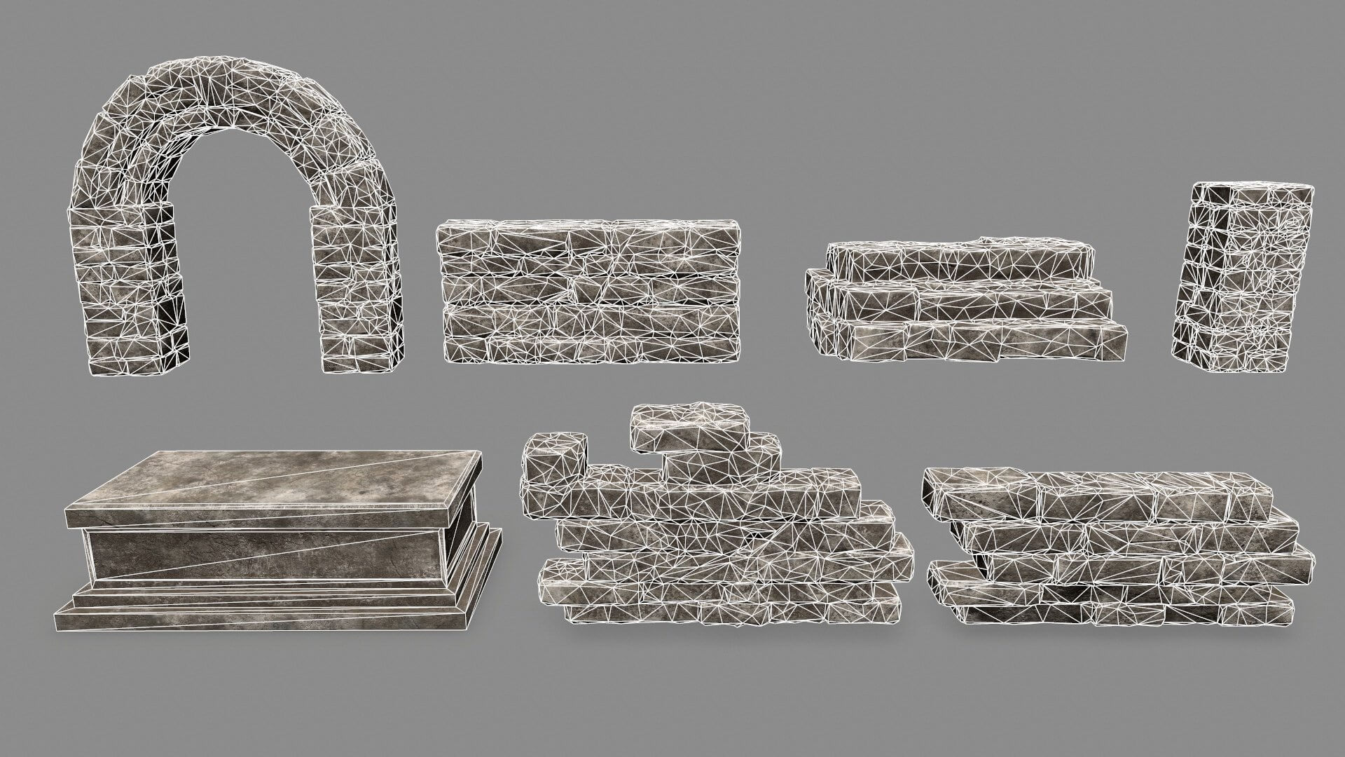 Stone Wall Set - 3D Model by Gizem Dilara Tek