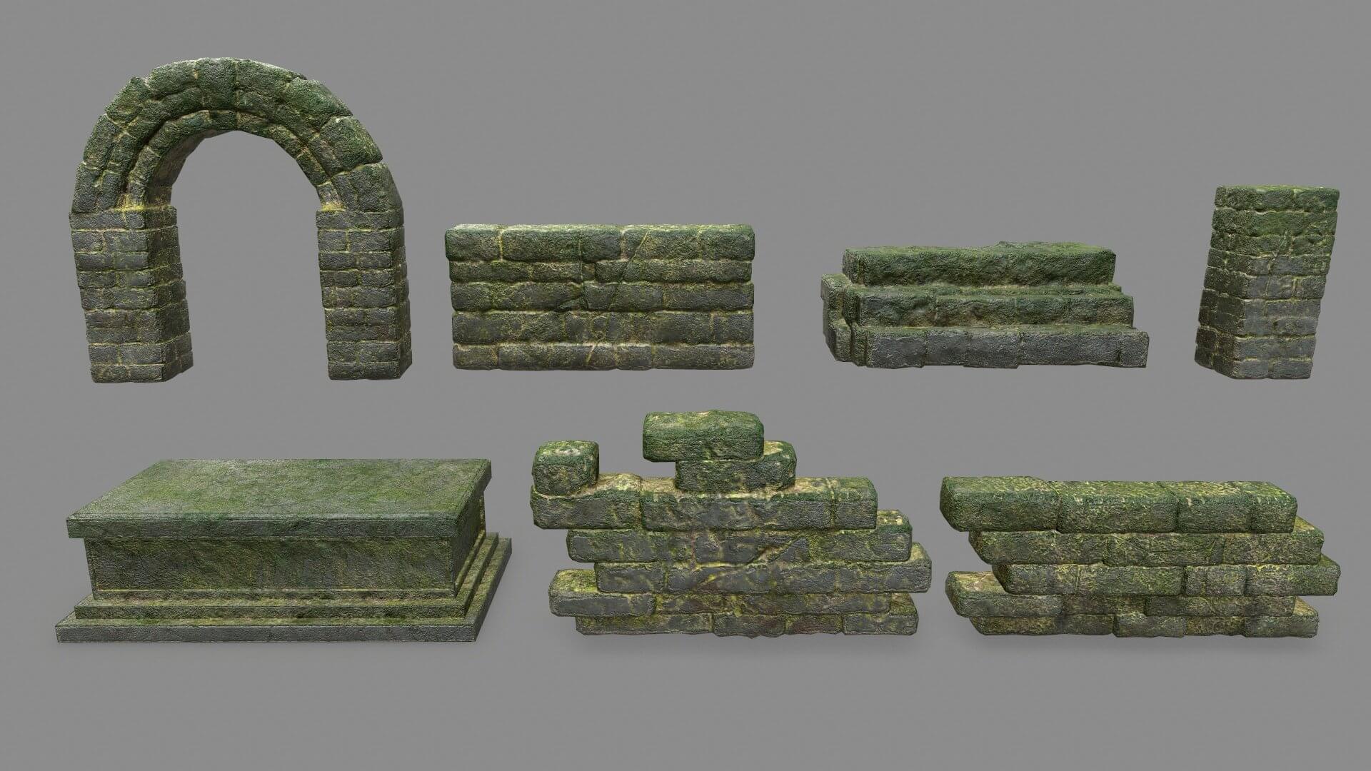 Stone Wall Set - 3D Model by Gizem Dilara Tek