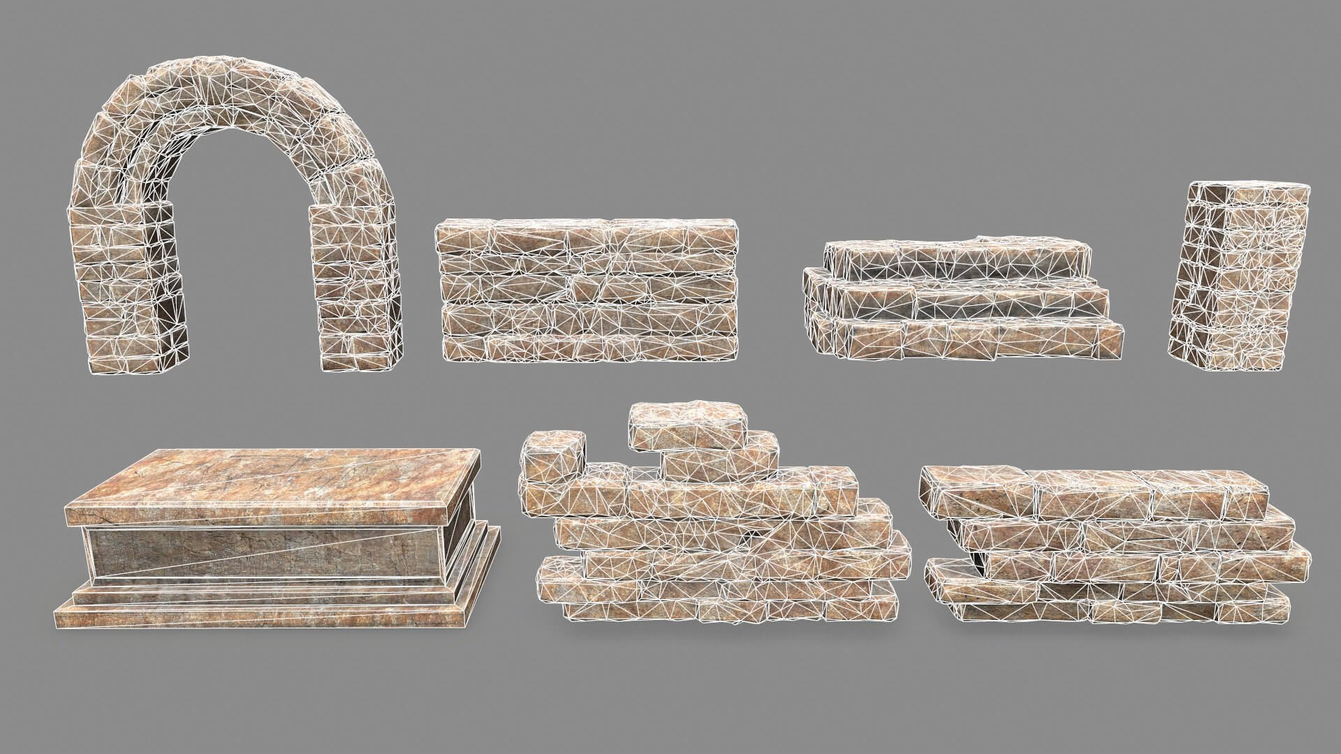 Stone Wall Set - 3D Model by Gizem Dilara Tek