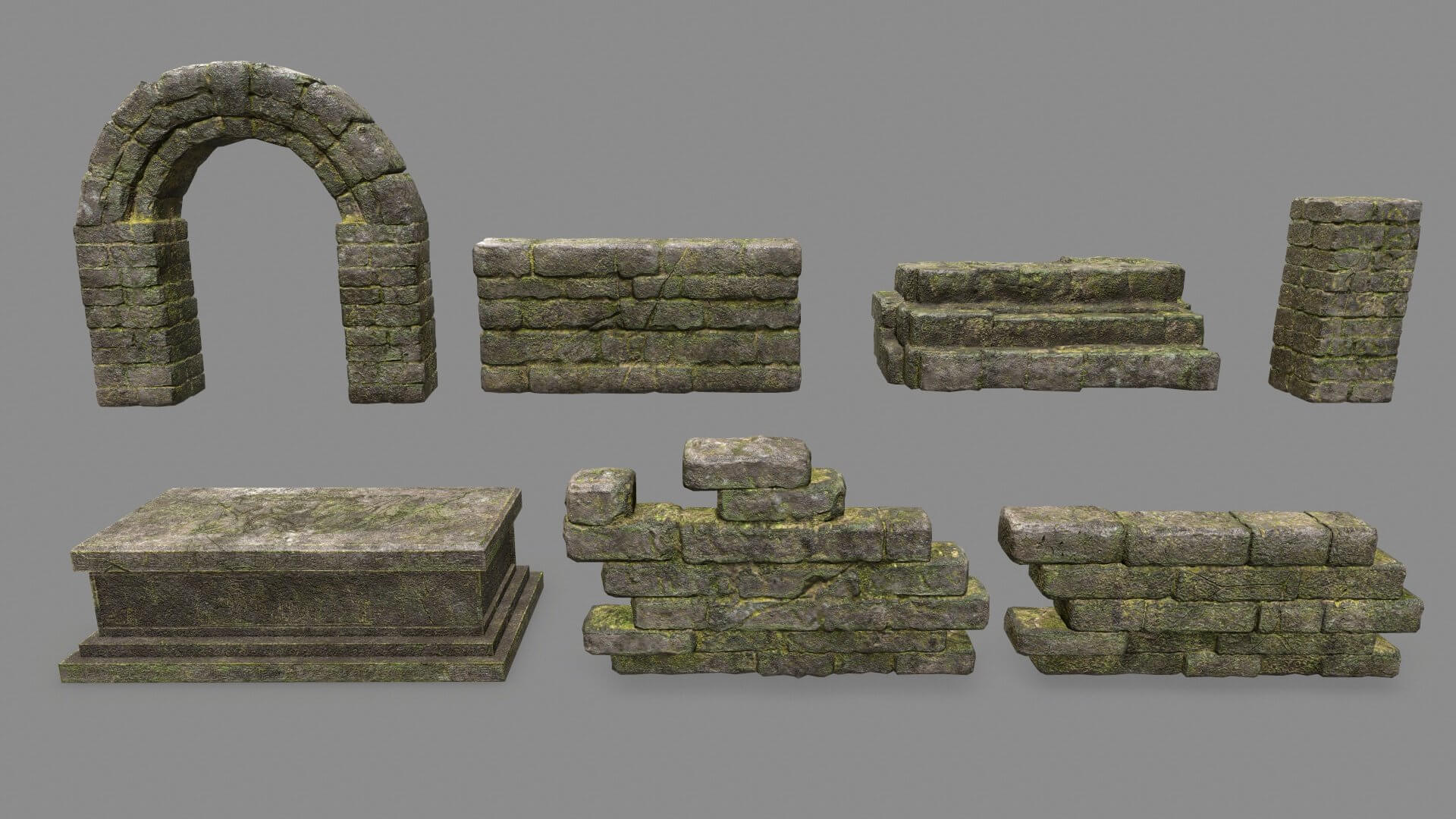 Stone Wall Set - 3D Model by Gizem Dilara Tek