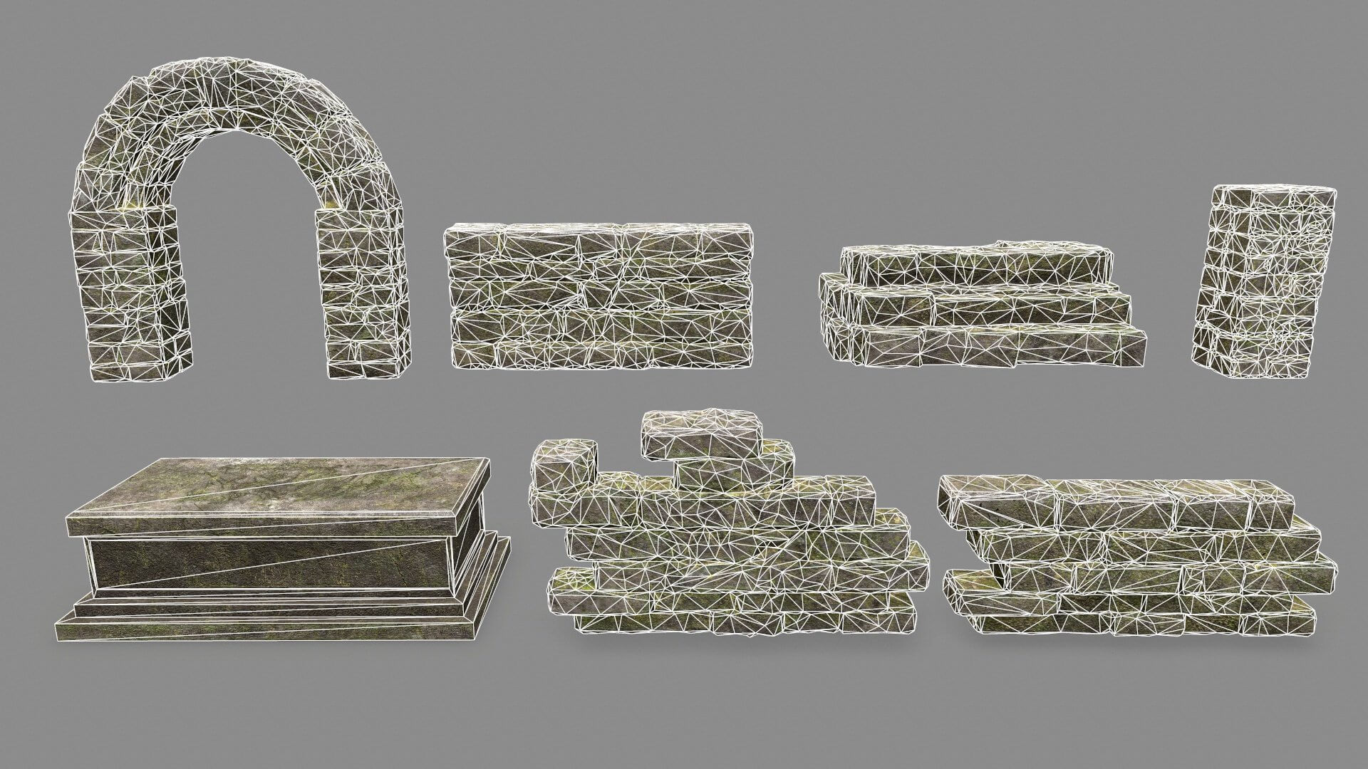 Stone Wall Set - 3D Model by Gizem Dilara Tek
