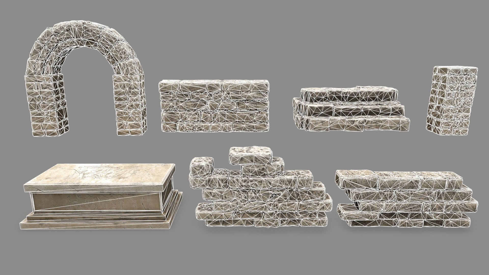 Stone Wall Set - 3D Model by Gizem Dilara Tek