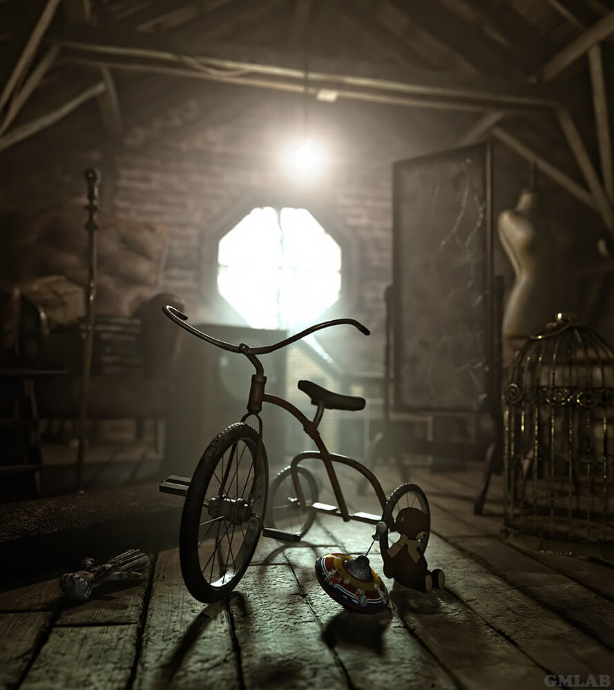Attic Memories 3D Render, Digital Art by GMArtworks