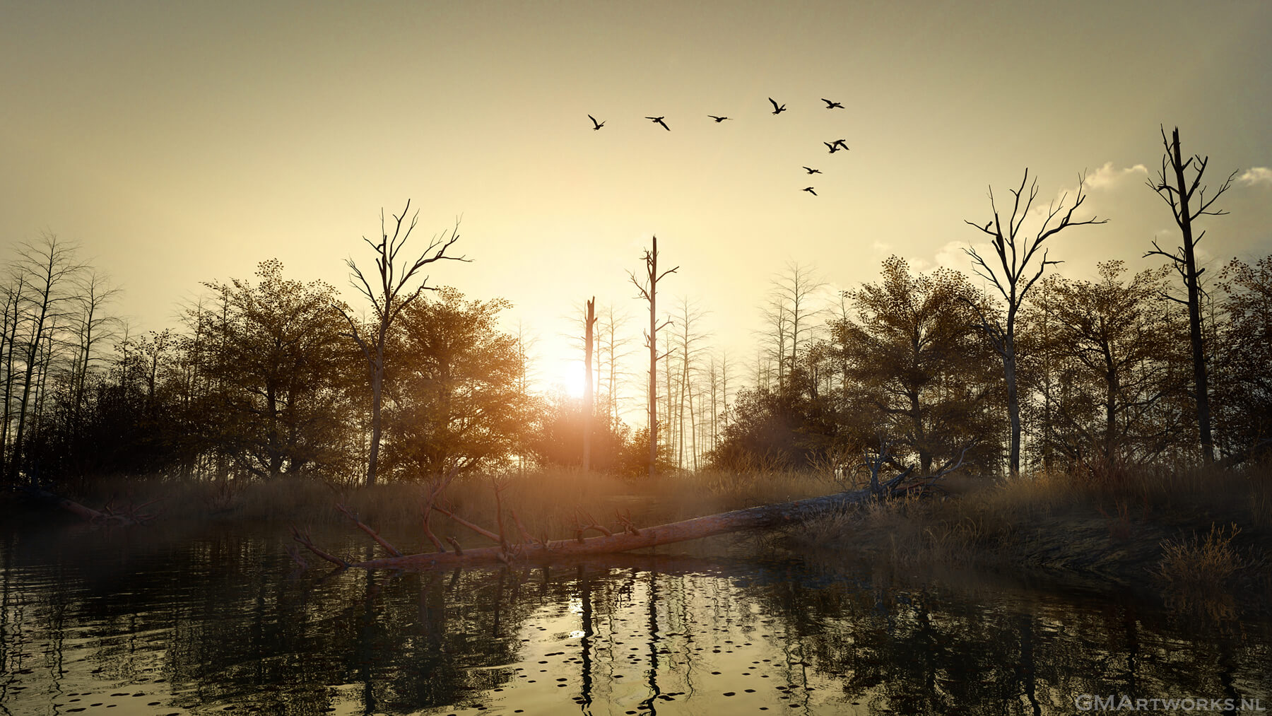 Autumn Wilderness 3D Render, Digital Art by GMArtworks