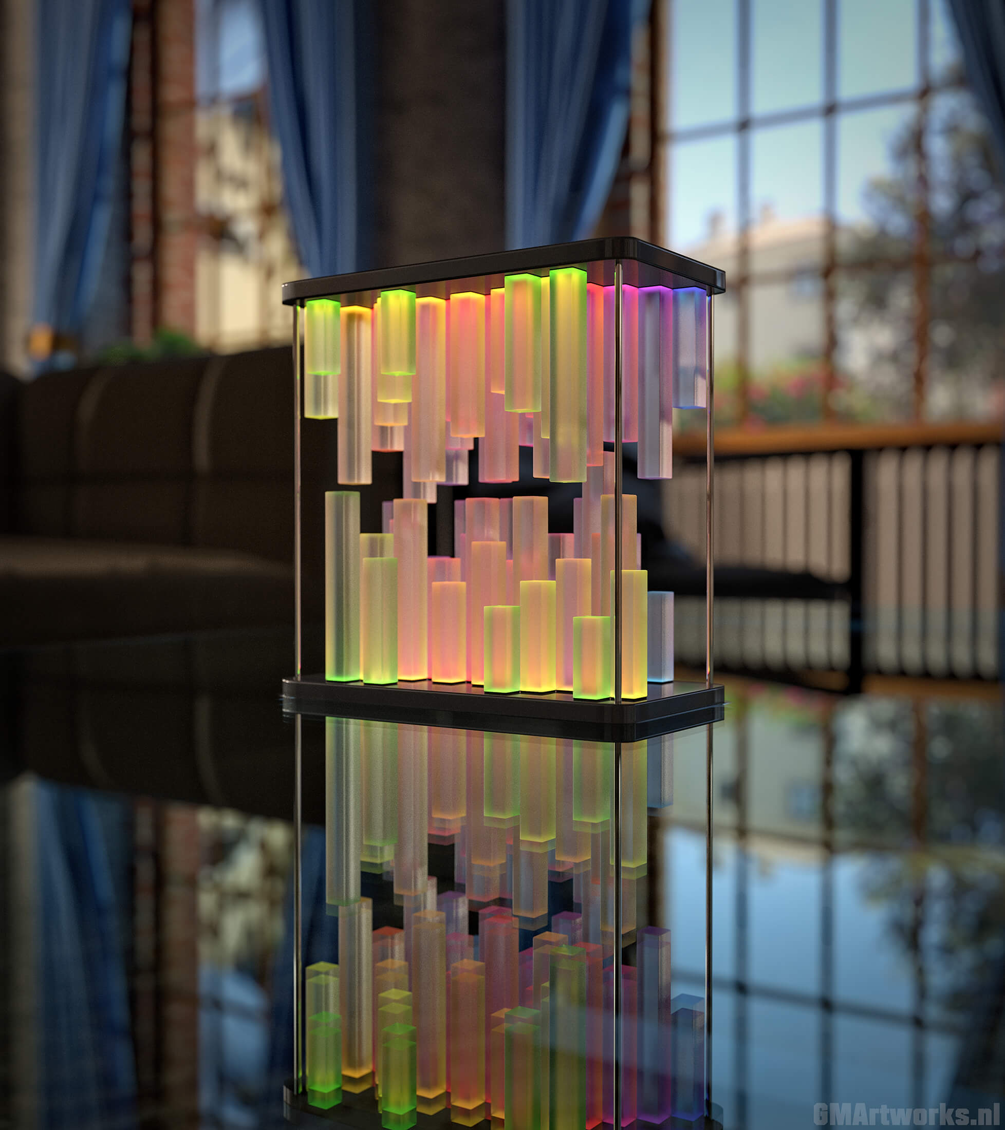Bars Glass Lamp 3D Render, Digital Art by GMArtworks