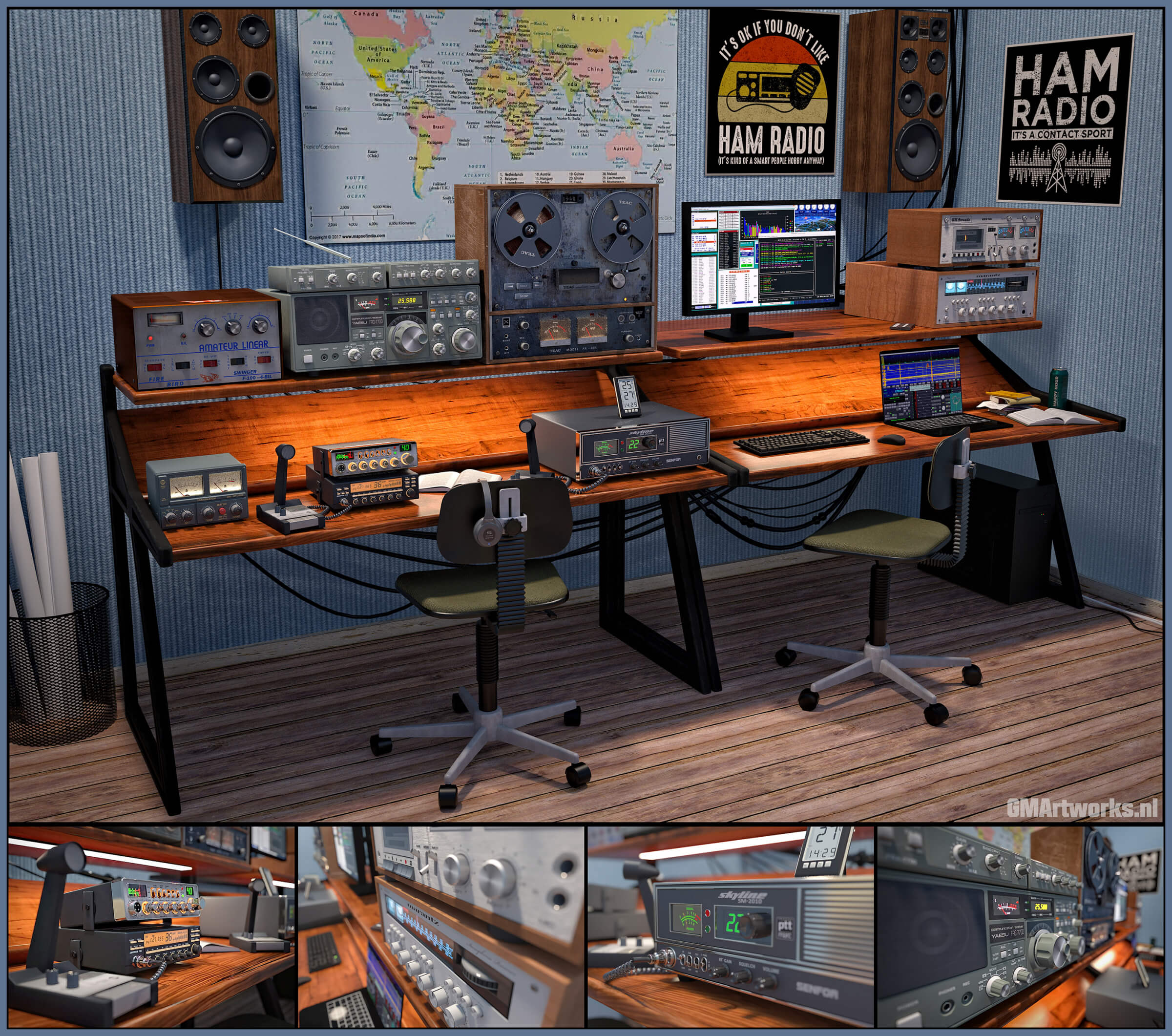 CB-Radio Shack 3D Render, Digital Art by GMArtworks