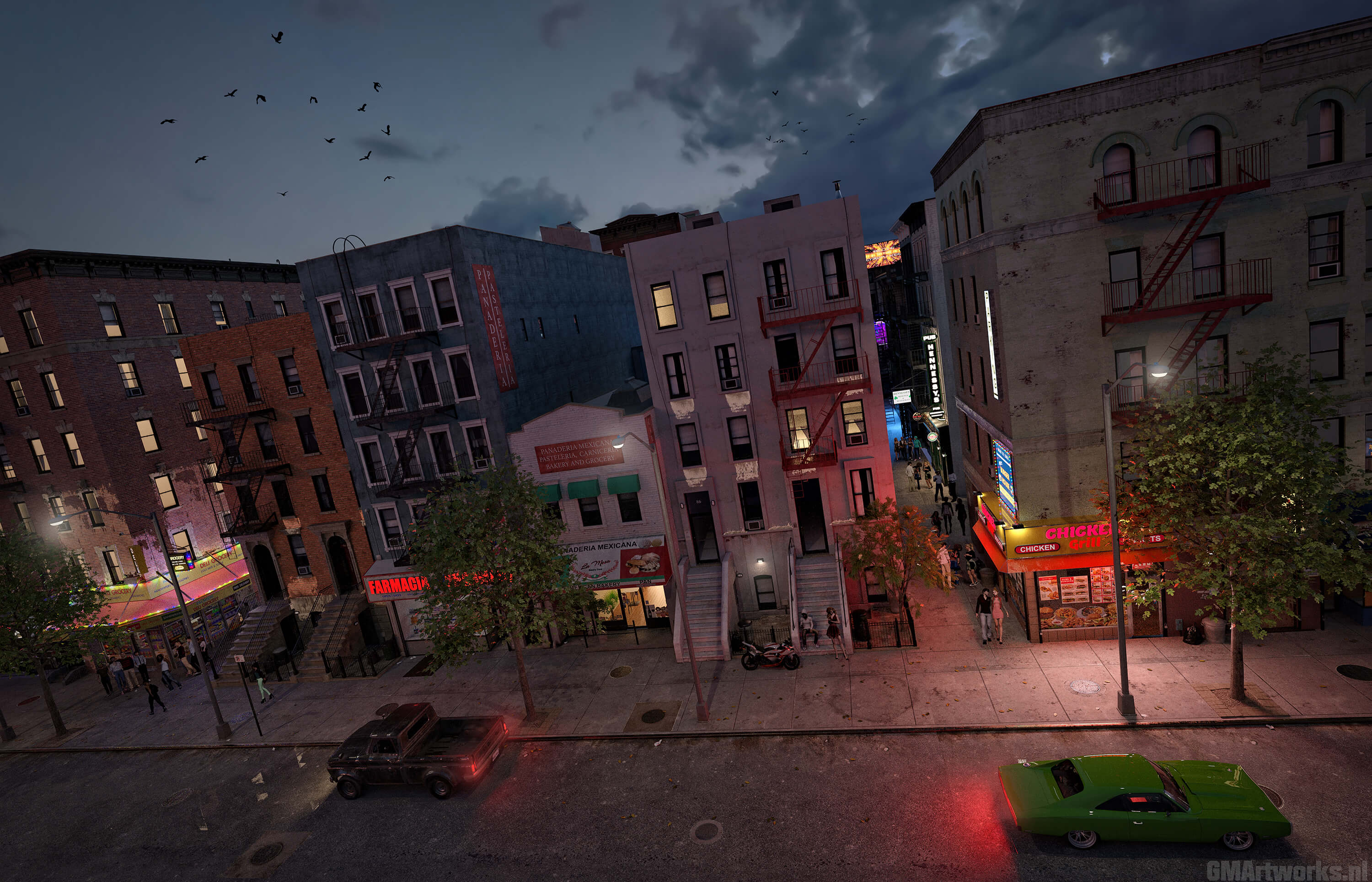 City Night Life 3D Render, Digital Art by GMArtworks