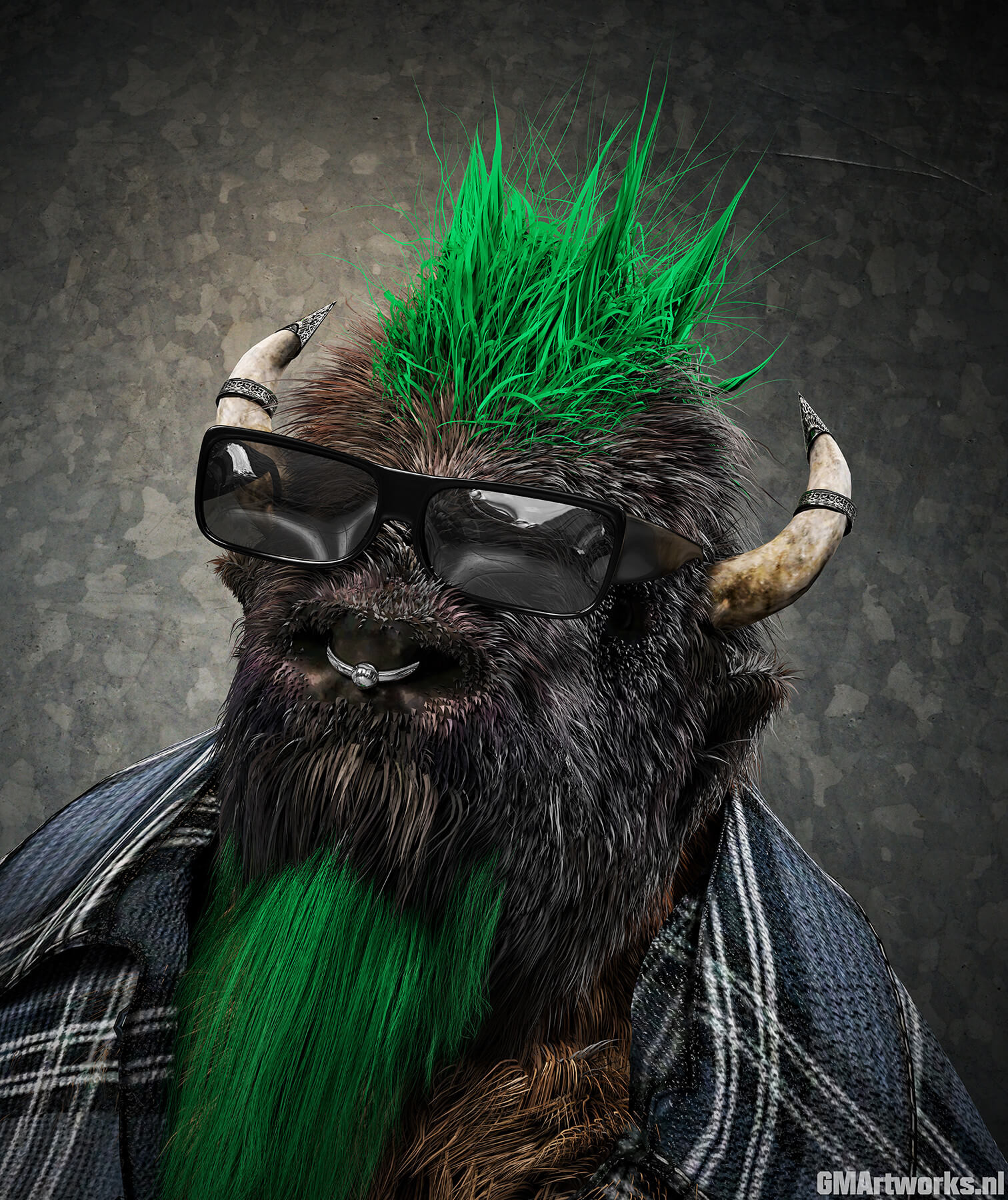 Cool Bison 3D Render, Digital Art by GMArtworks