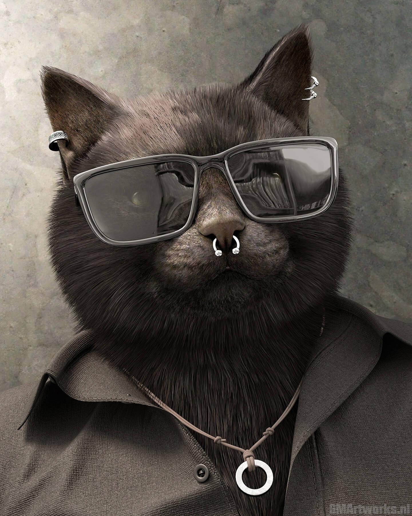 Cool Cat 3D Render, Digital Art by GMArtworks