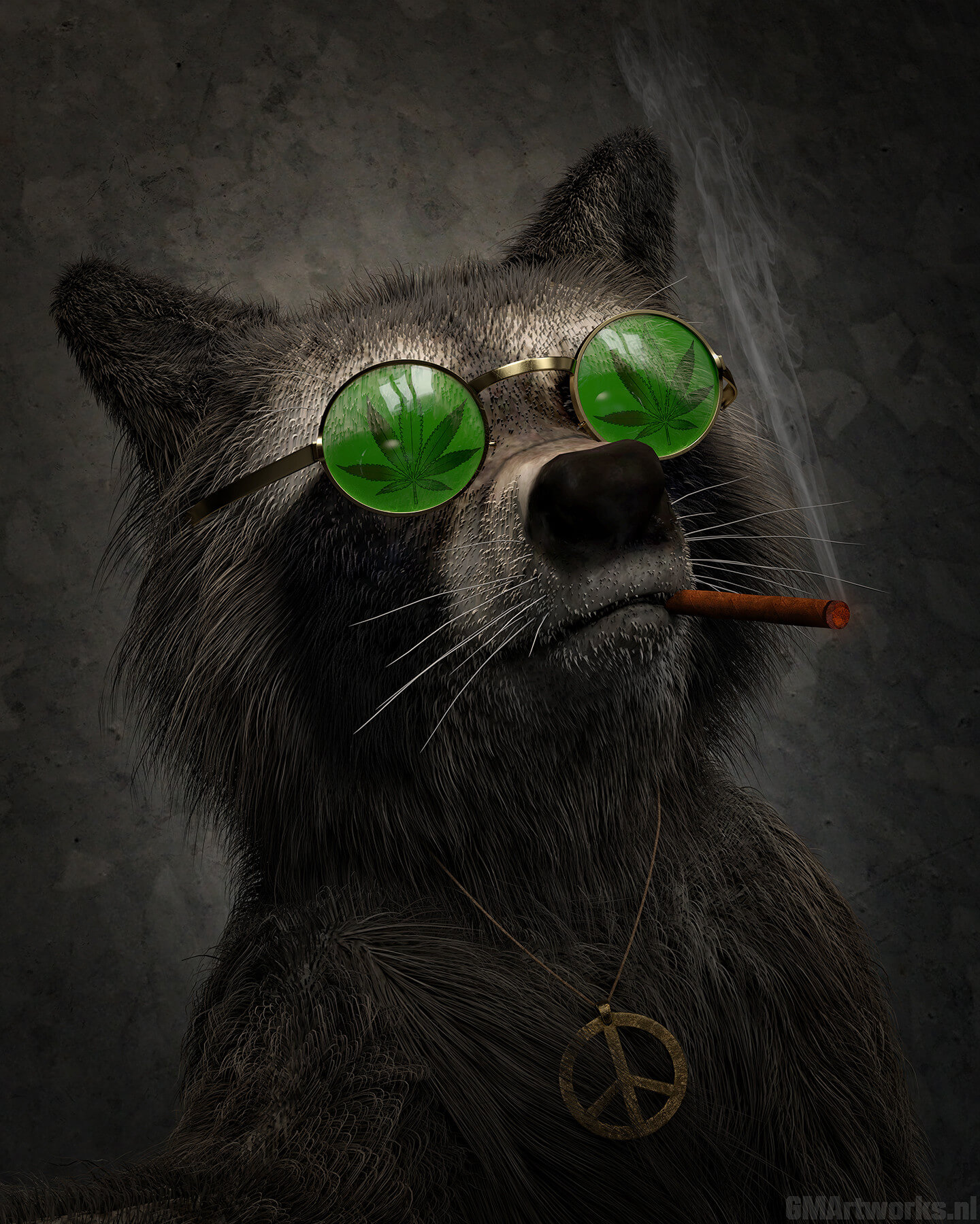 Cool Raccoon 3D Render, Digital Art by GMArtworks