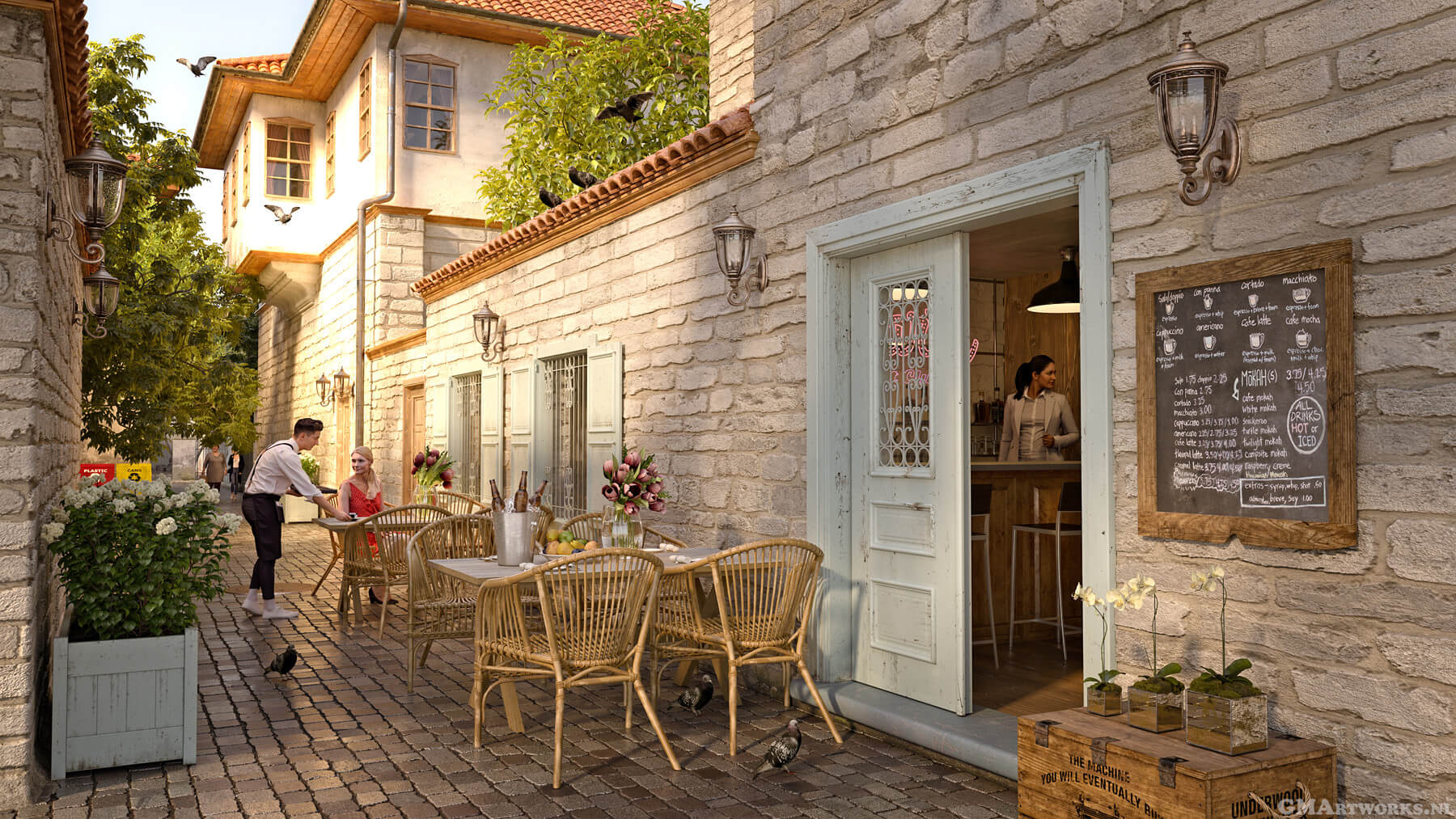 Cozy Terrace 3D Render, Digital Art by GMArtworks