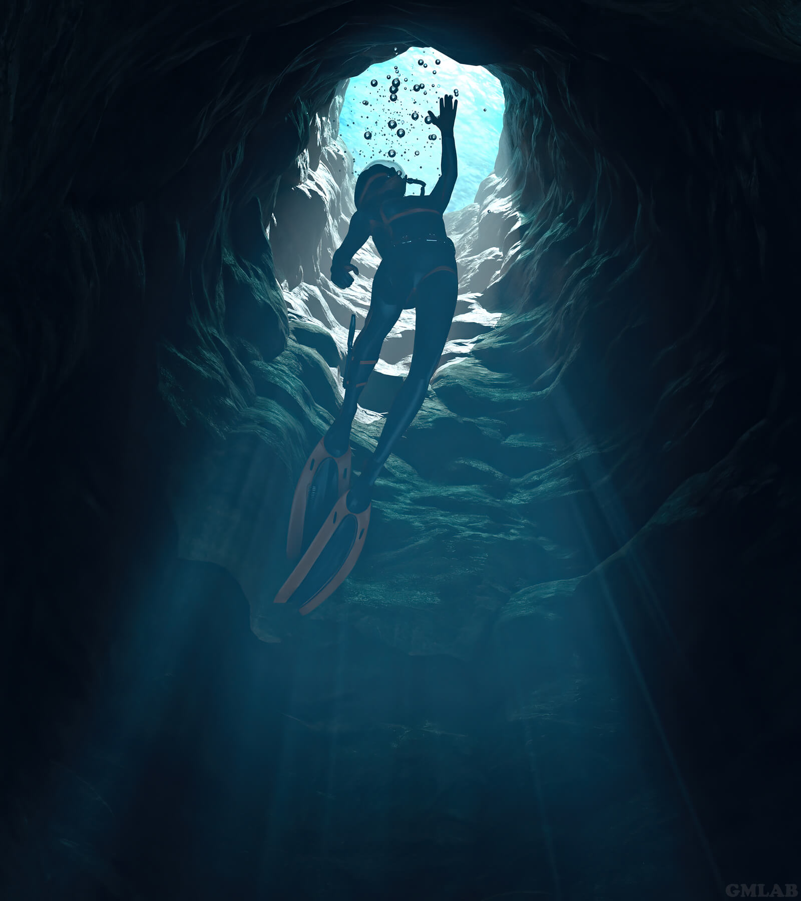 Deep Dive 3D Render, Digital Art by GMArtworks