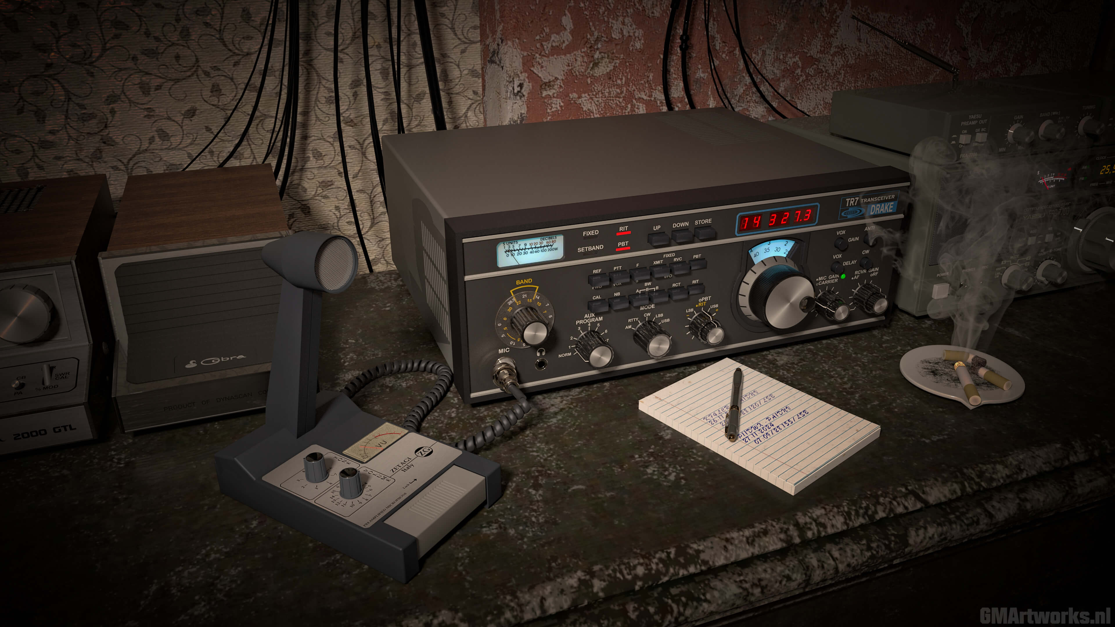 Drake R7 CB-Ham Radio 3D Render, Digital Art by GMArtworks