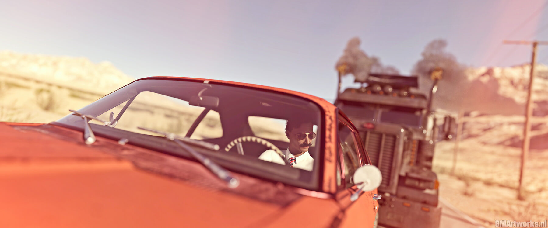 Duel (The Movie 1971) 3D Render, Digital Art by GMArtworks