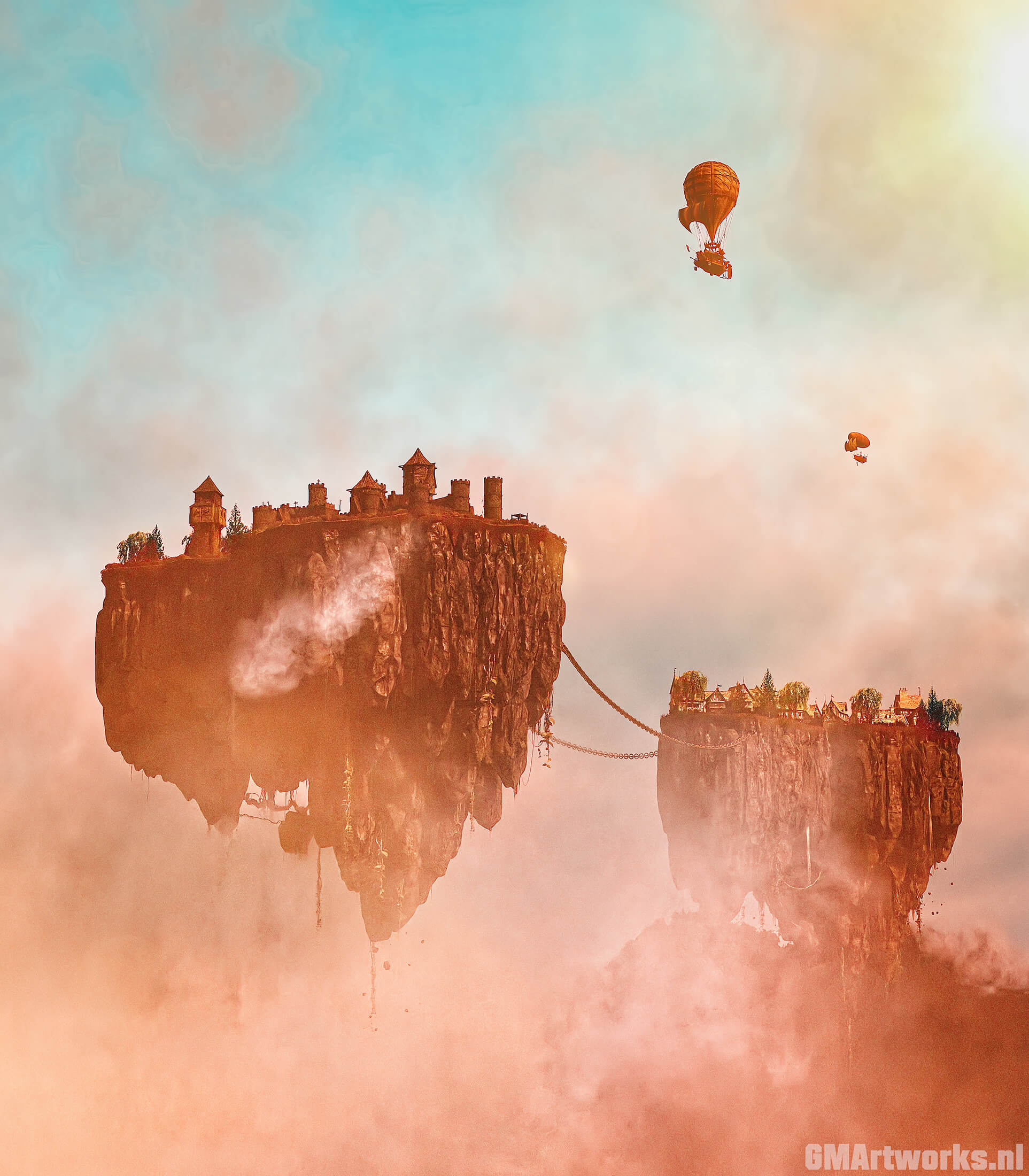 Floating Island 3D Render, Digital Art by GMArtworks