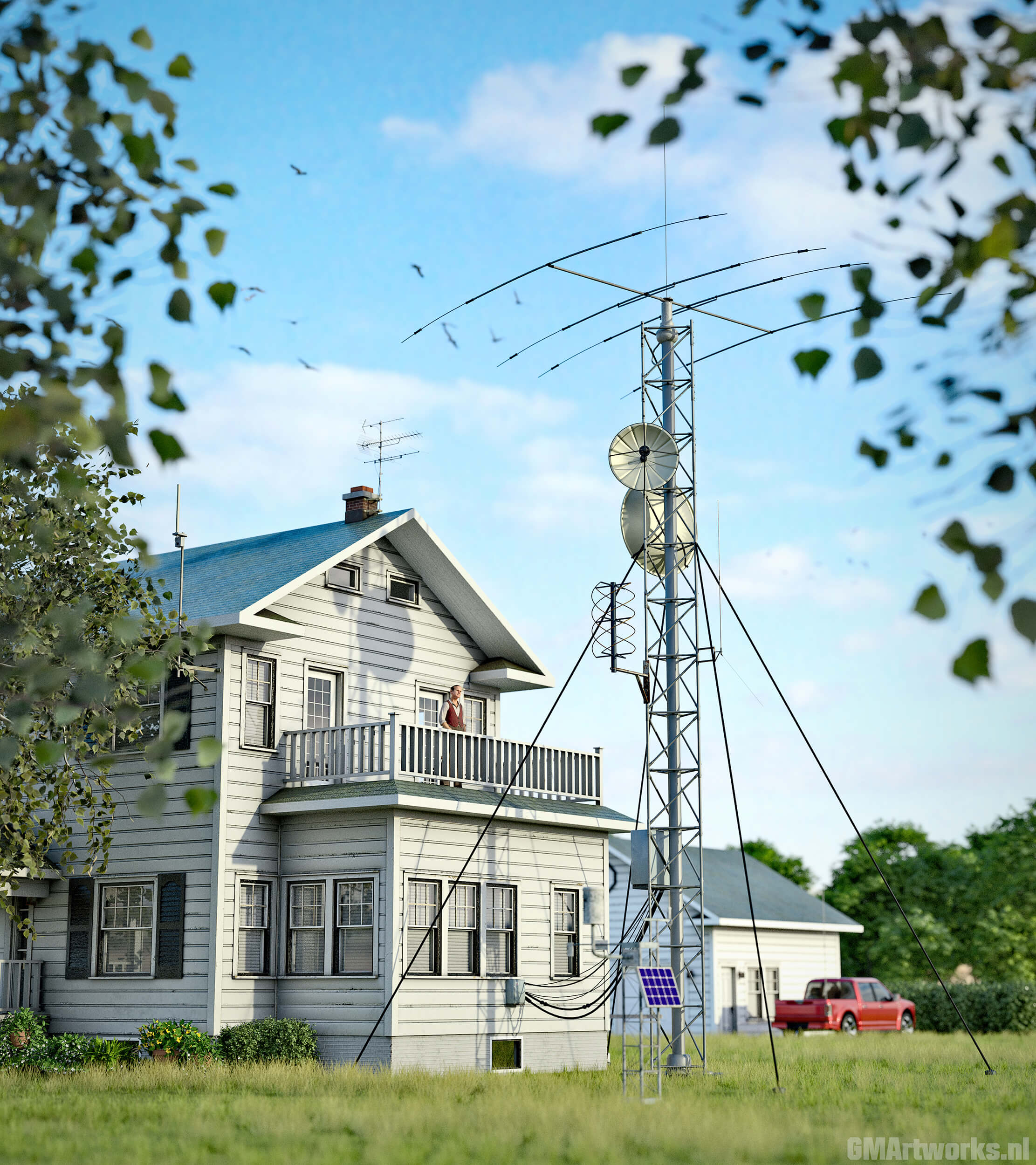 HAM Radio Communication Station 3D Render | RenderHub Gallery