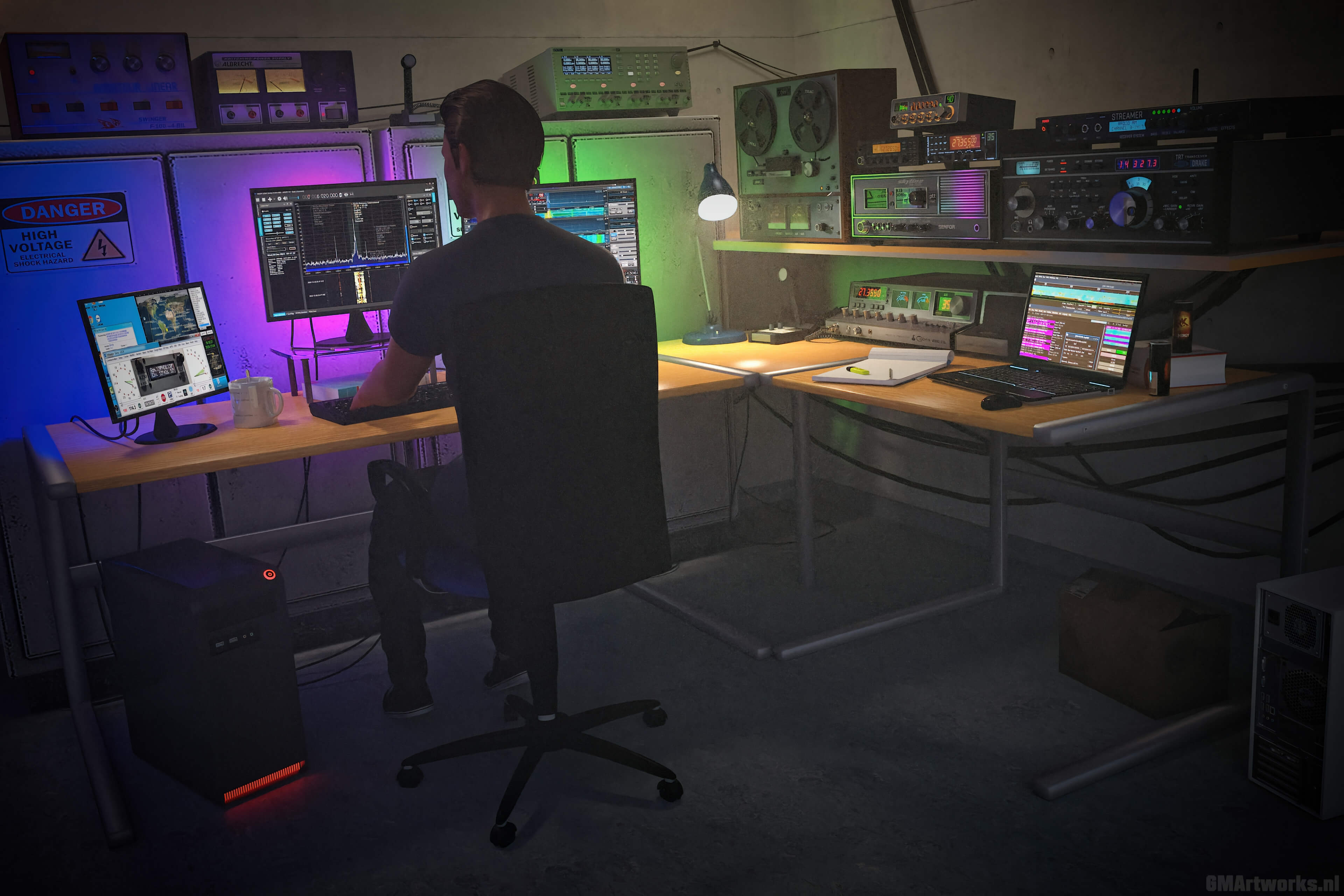 Ham Radio Room 3D Render, Digital Art by GMArtworks
