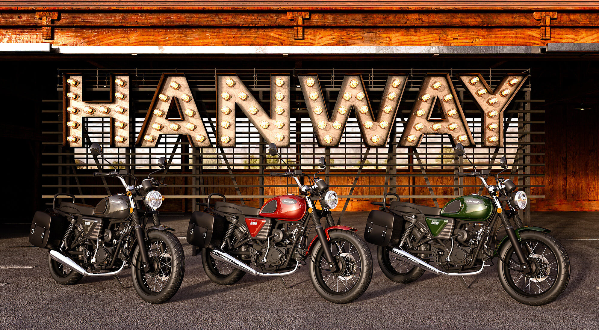 Hanway Raw50 Caferacer (three colors) 3D Render | RenderHub Gallery