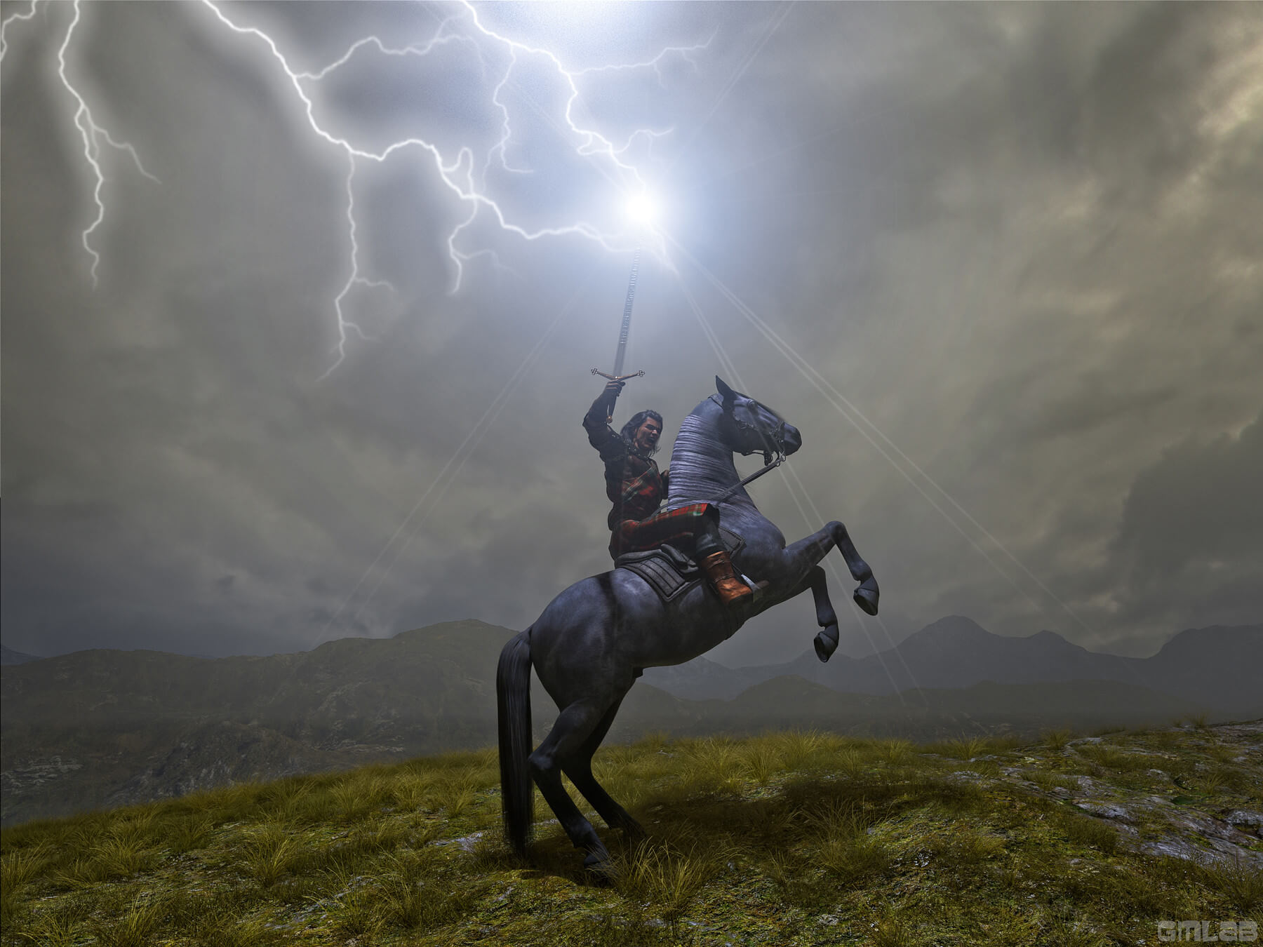 Highlander 3D Render, Digital Art by GMArtworks