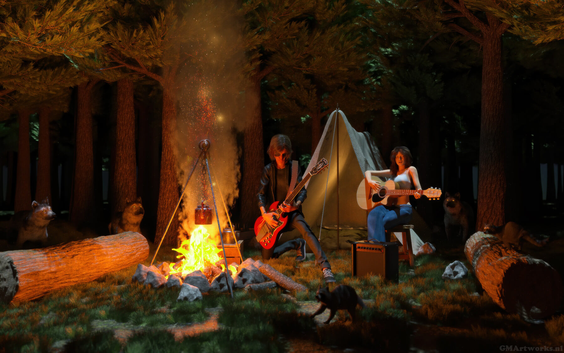 Kumbaya my Lord, kumbaya 3D Render, Digital Art by GMArtworks