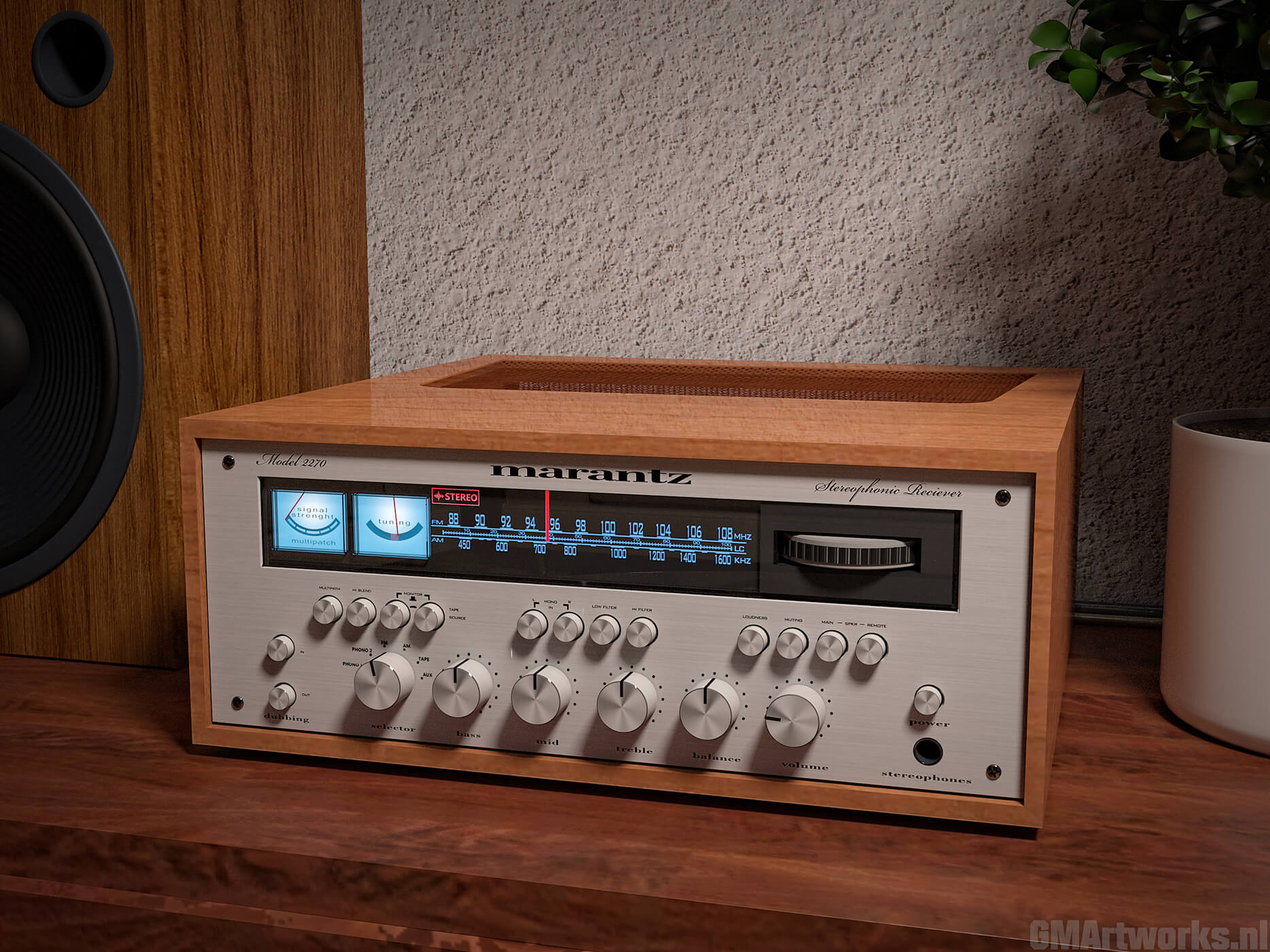 Marantz Receiver model 2270 3D Render, Digital Art by GMArtworks
