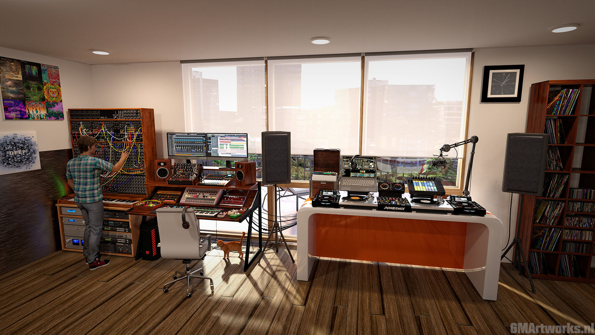 Music Studio Room 3D Render, Digital Art by GMArtworks