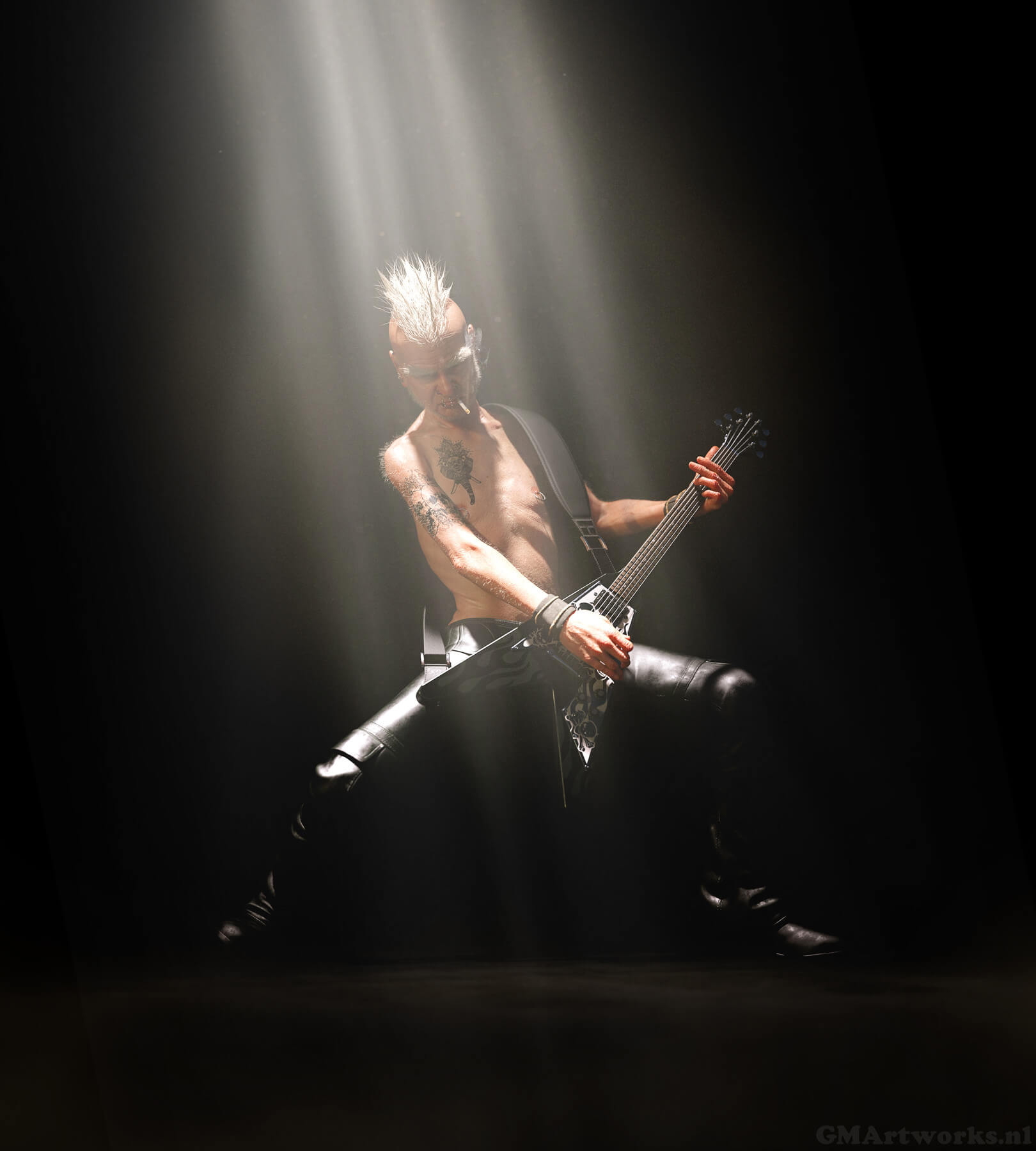 Punk 3D Render, Digital Art by GMArtworks