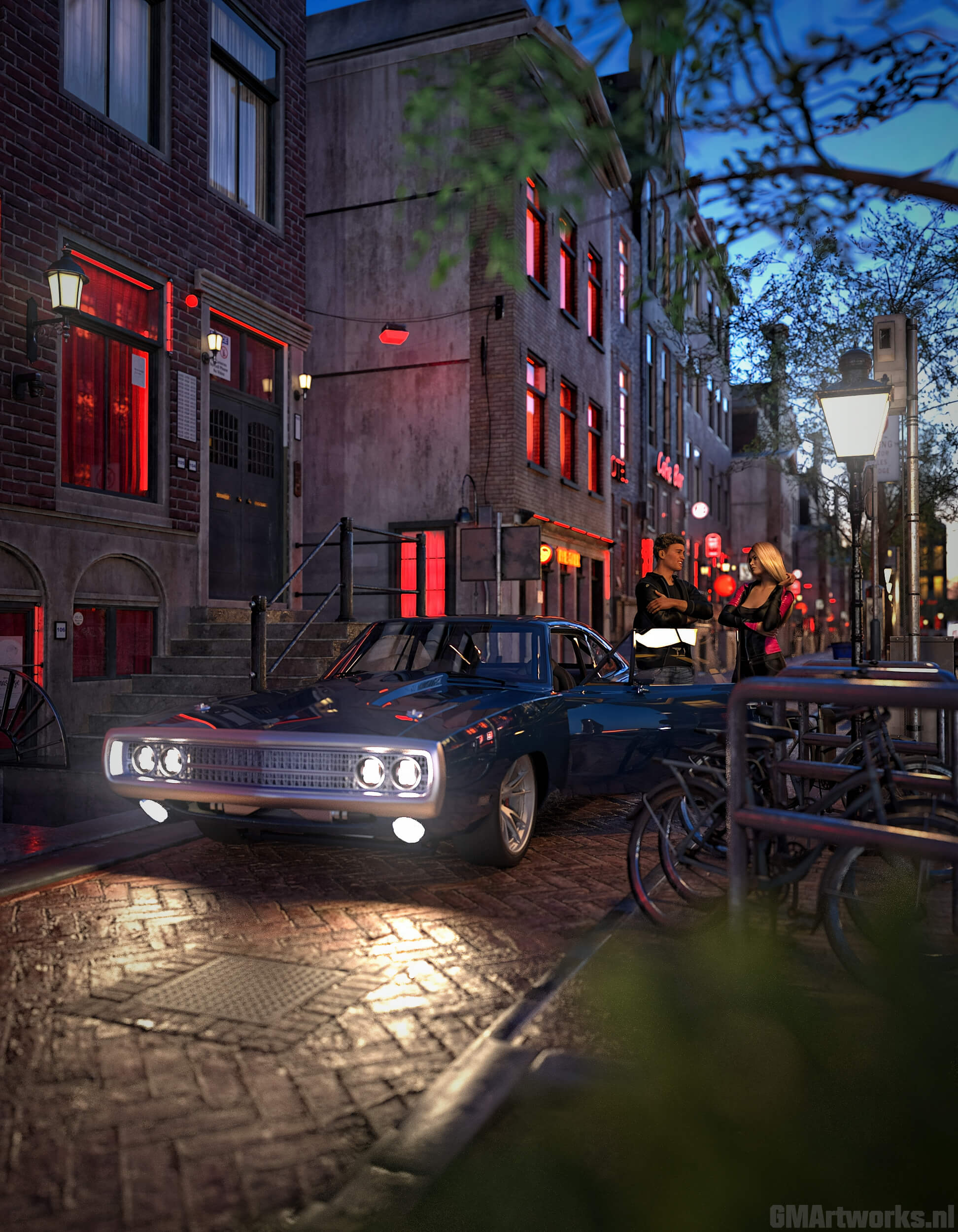 Red District Meeting 3D Render, Digital Art by GMArtworks
