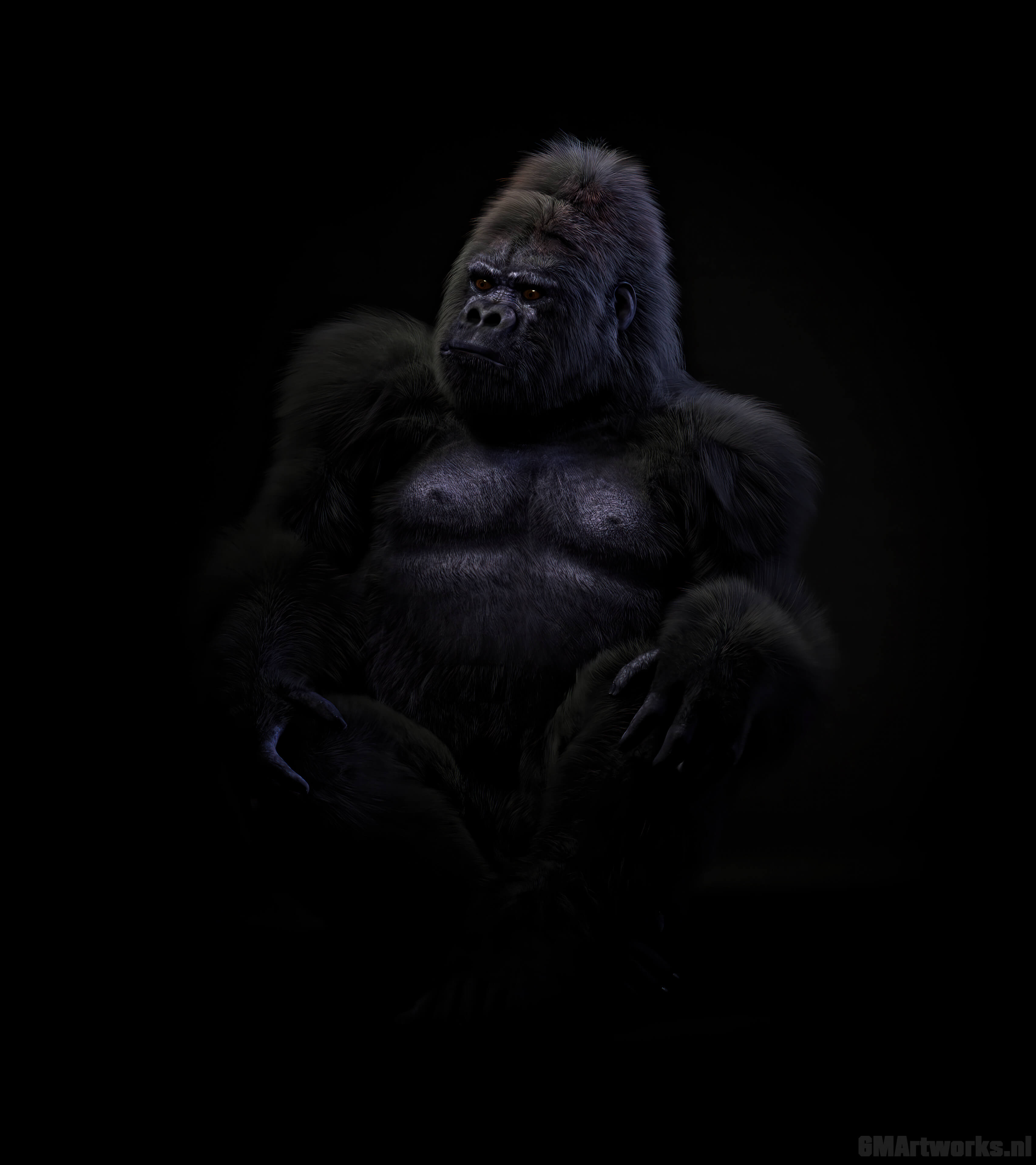 Silverback 3D Render, Digital Art by GMArtworks