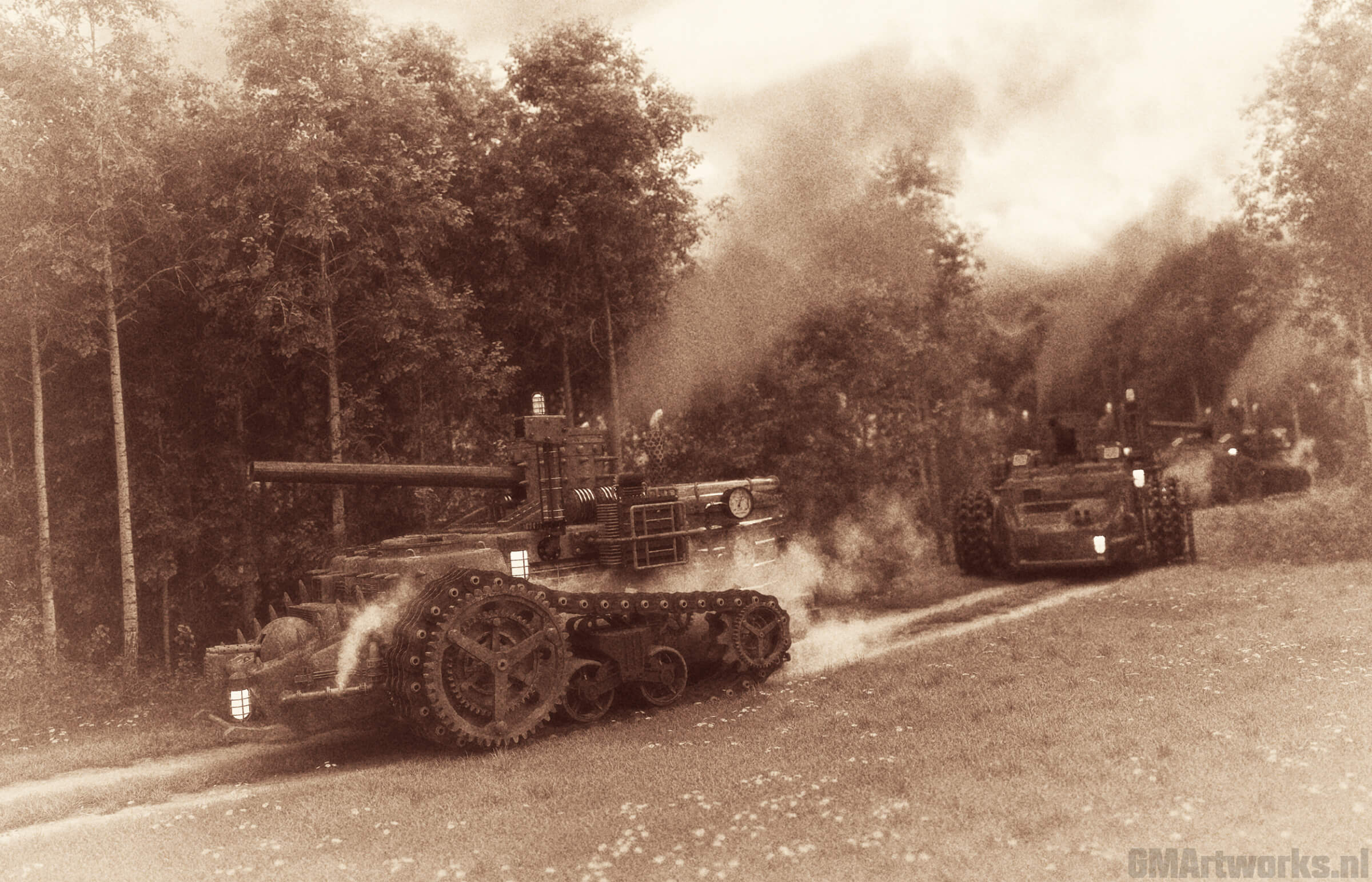 Steampunk Tank 3D Render, Digital Art by GMArtworks