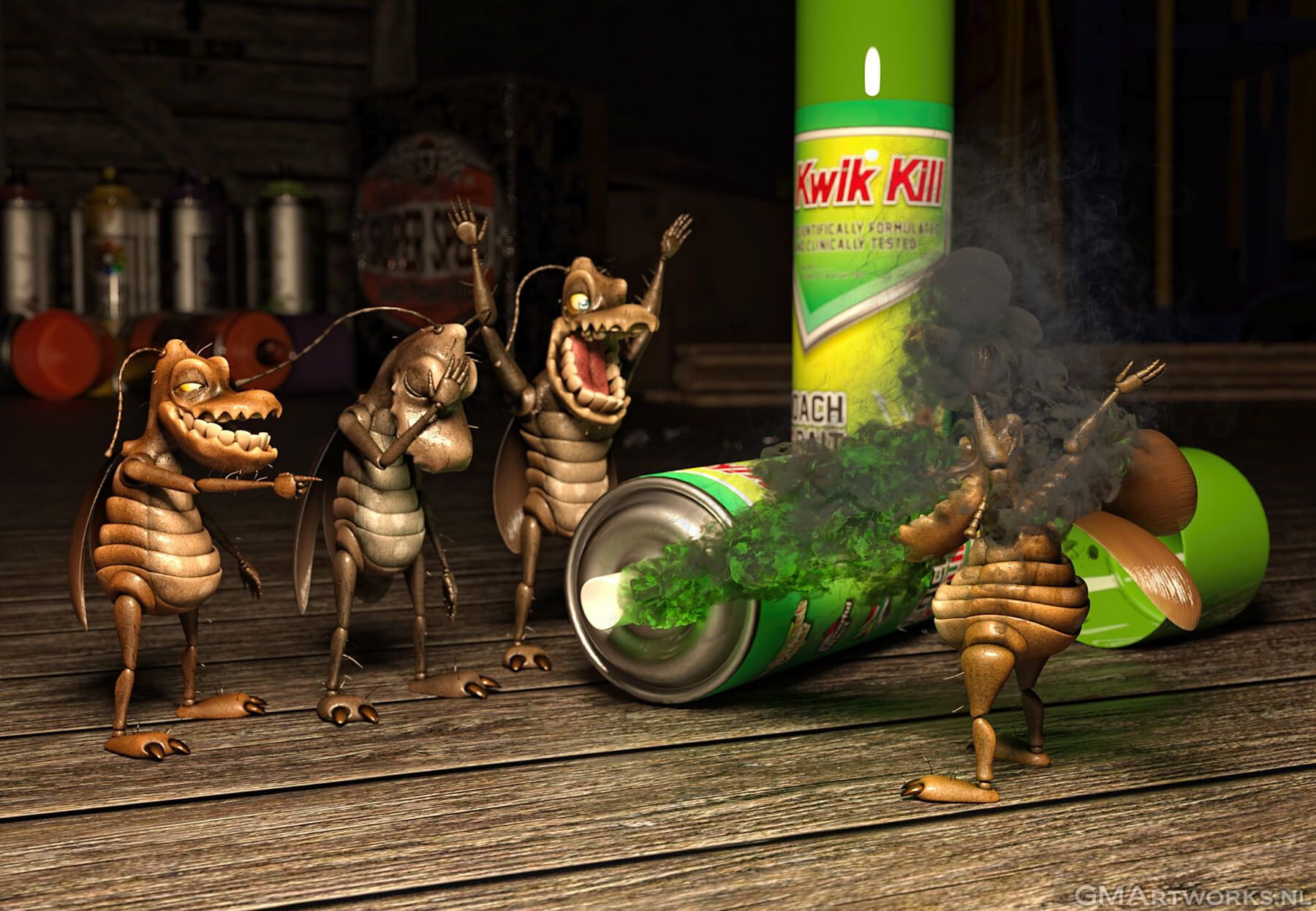 The Cockroach Brothers 3D Render, Digital Art by GMArtworks