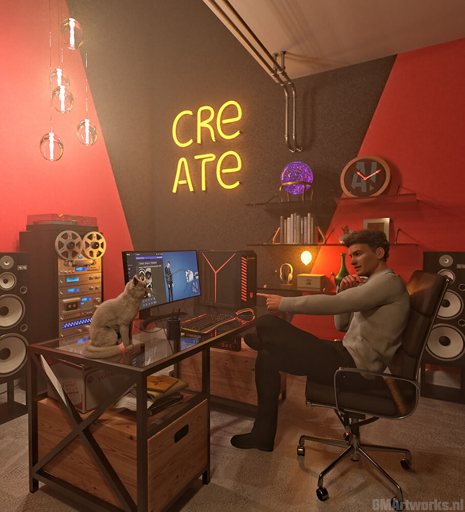 The Creative Room 3D Render, Digital Art by GMArtworks