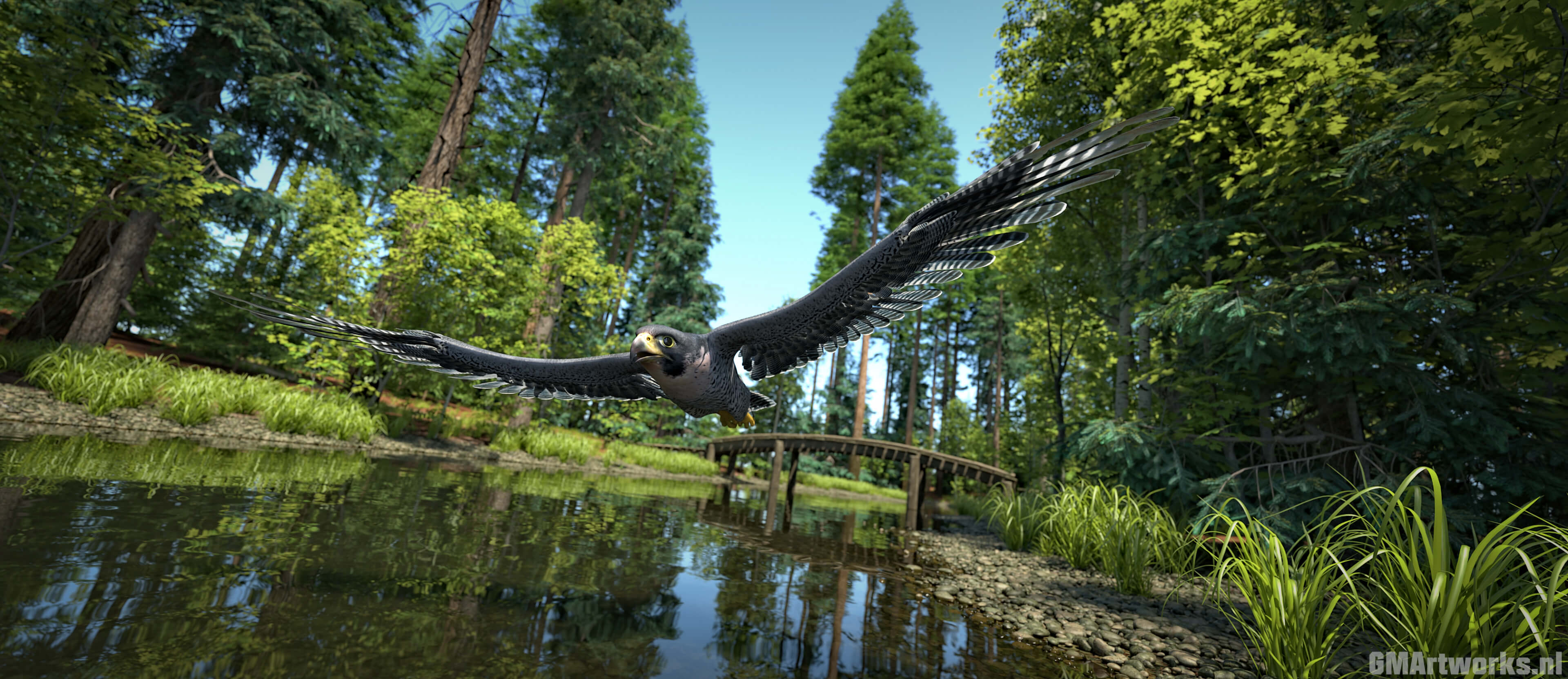 The Falcon 3D Render, Digital Art by GMArtworks