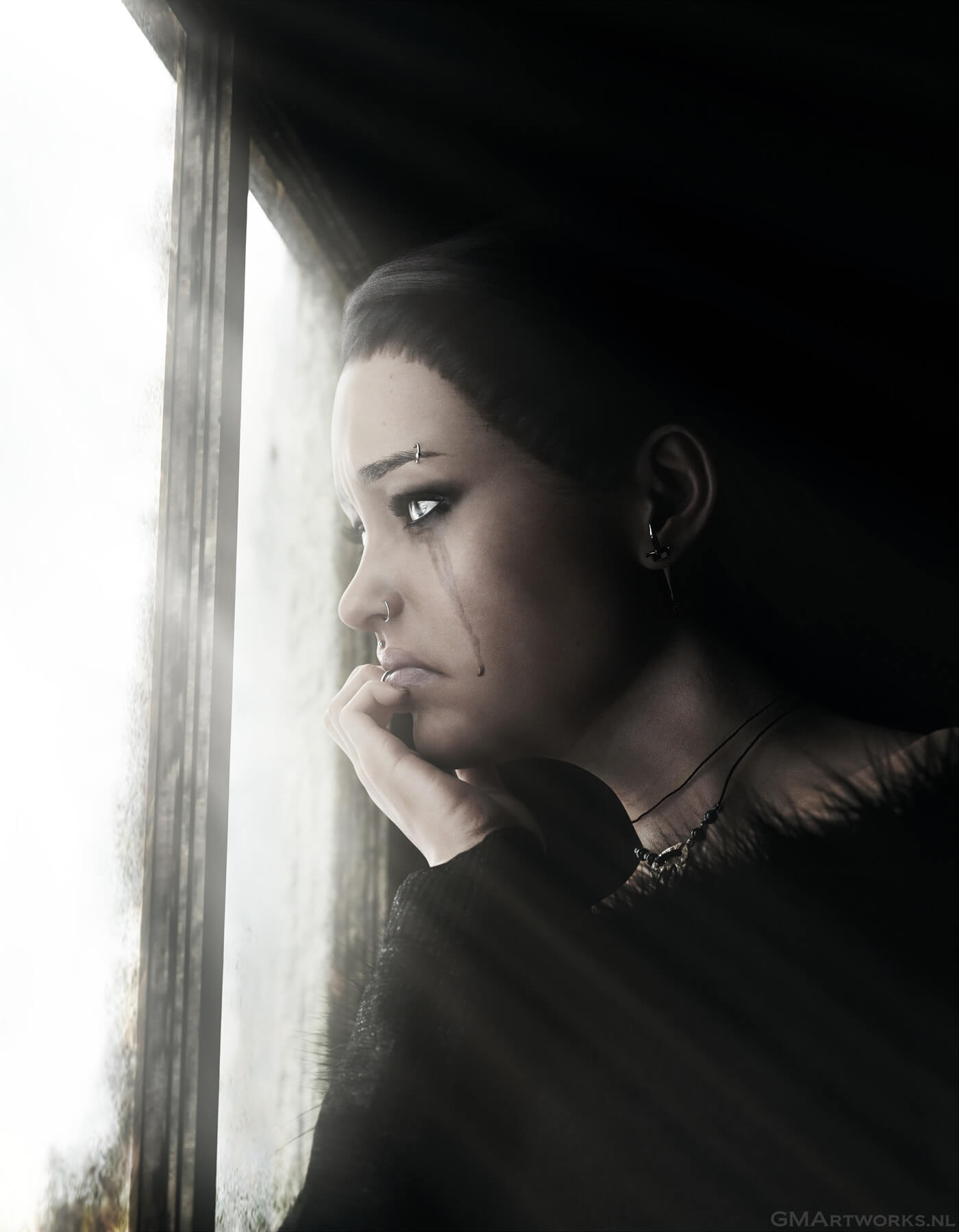 The Girl In Mourning 3D Render, Digital Art by GMArtworks