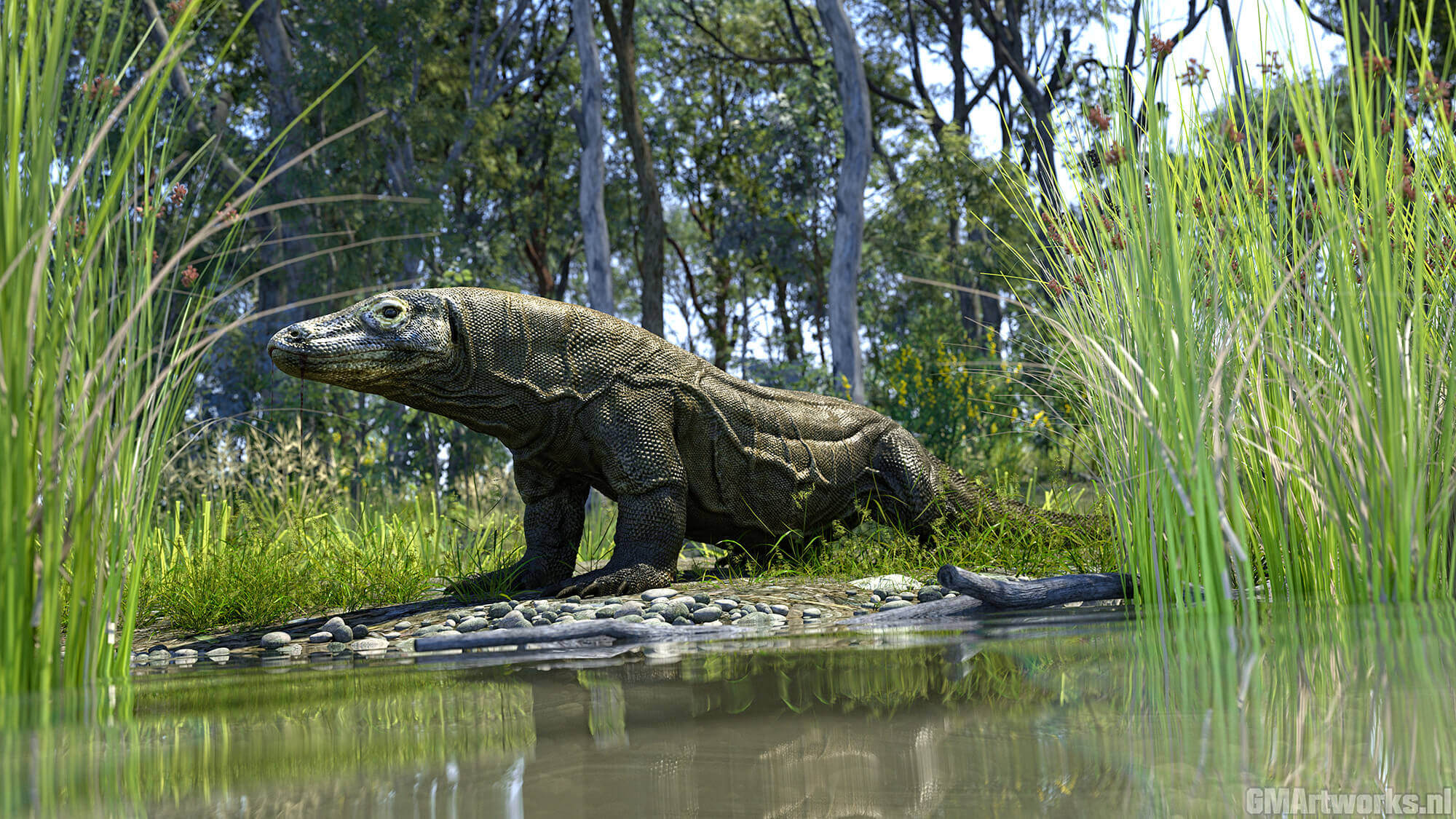 The Komodo Dragon 3D Render, Digital Art by GMArtworks