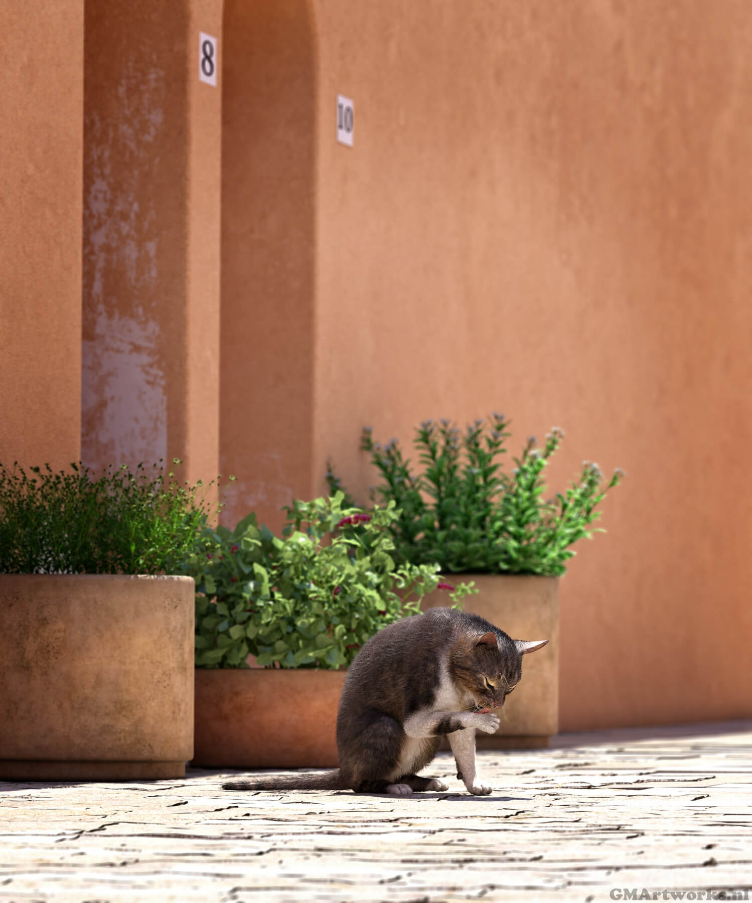 The neighborhood cat 3D Render, Digital Art by GMArtworks