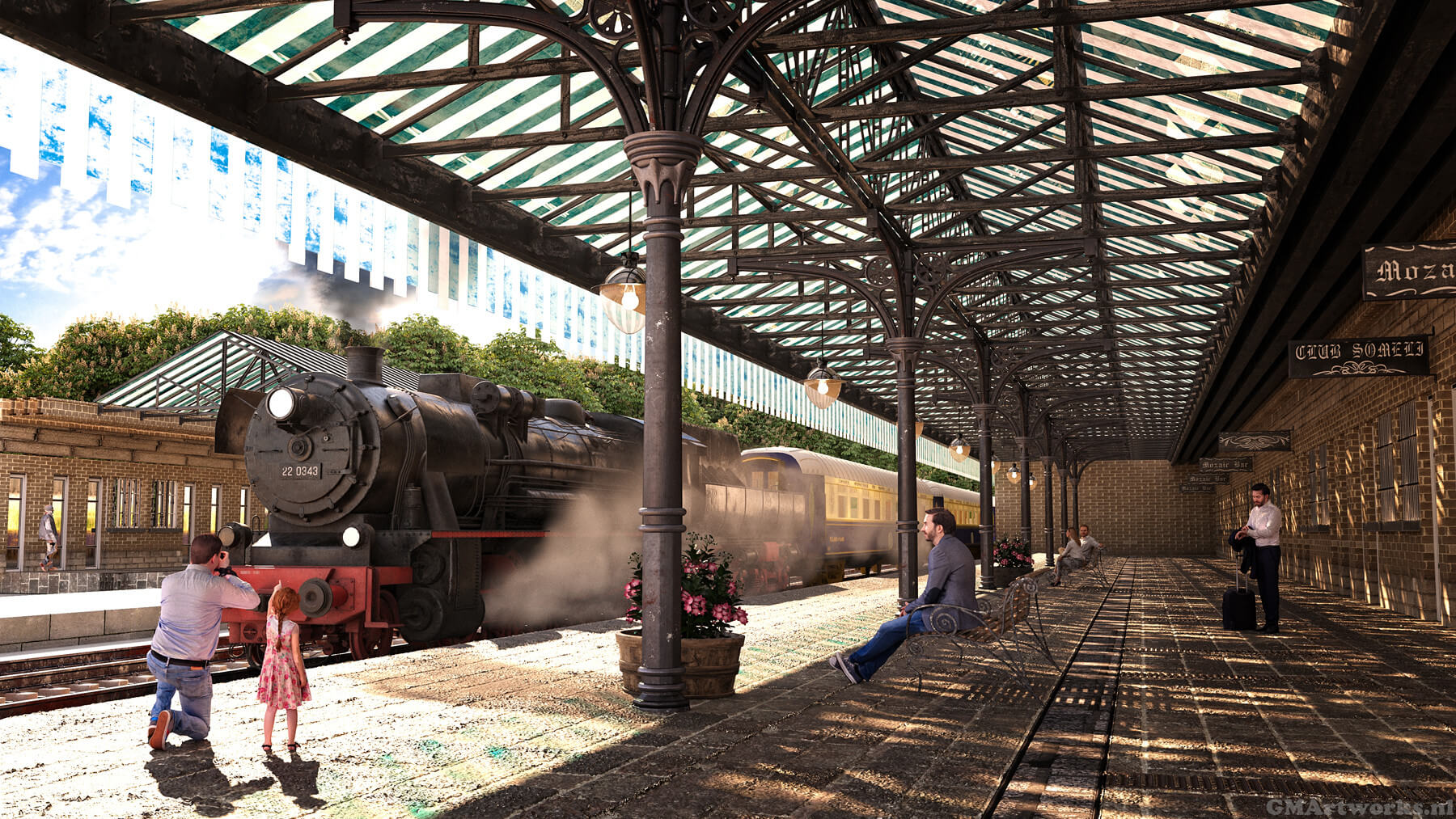 Vintage Train Station Platform