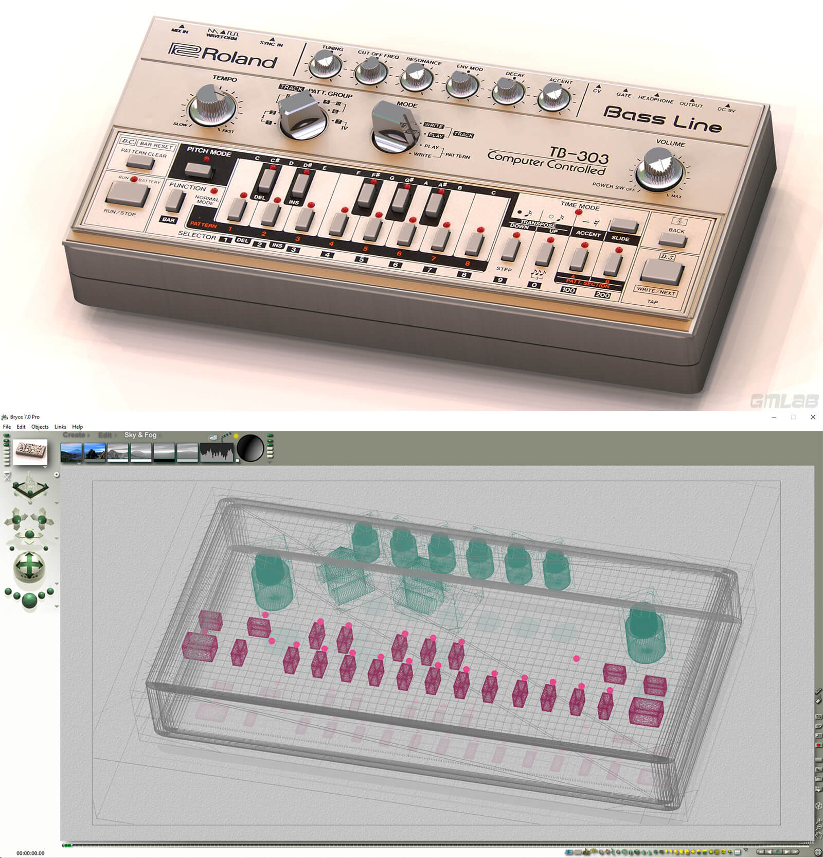 The Roland TB-303 Bass Line 3D Render, Digital Art by GMArtworks