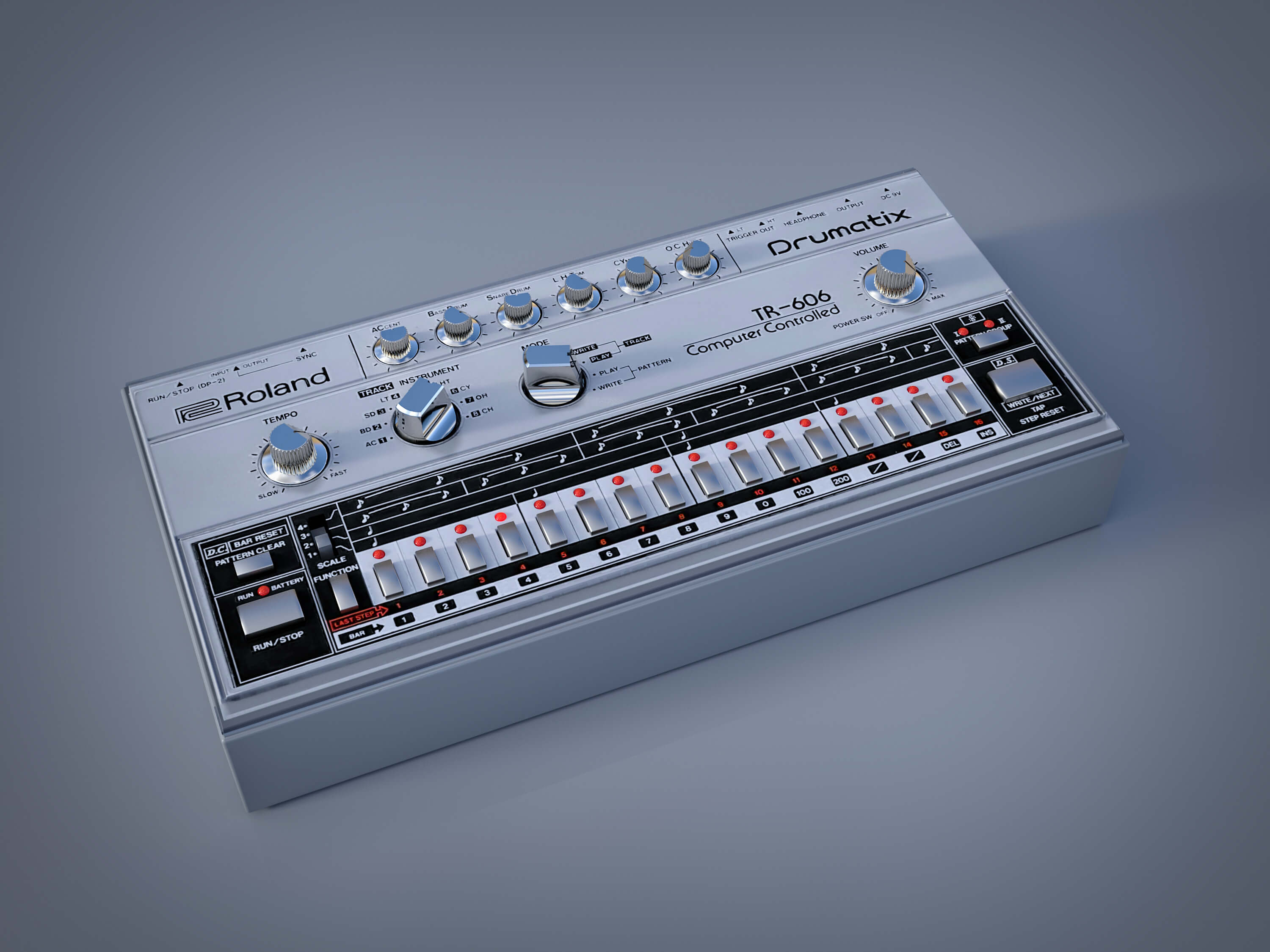 The Roland TR-606 Drumatix 3D Render, Digital Art by GMArtworks