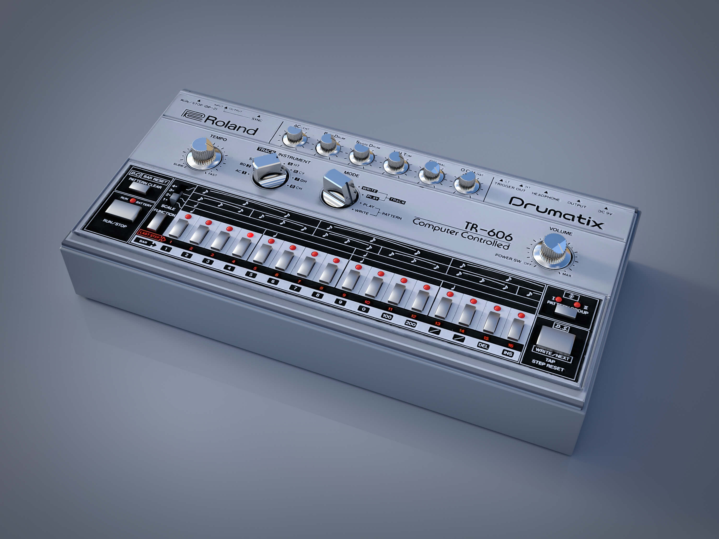 The Roland TR-606 Drumatix 3D Render, Digital Art by GMArtworks